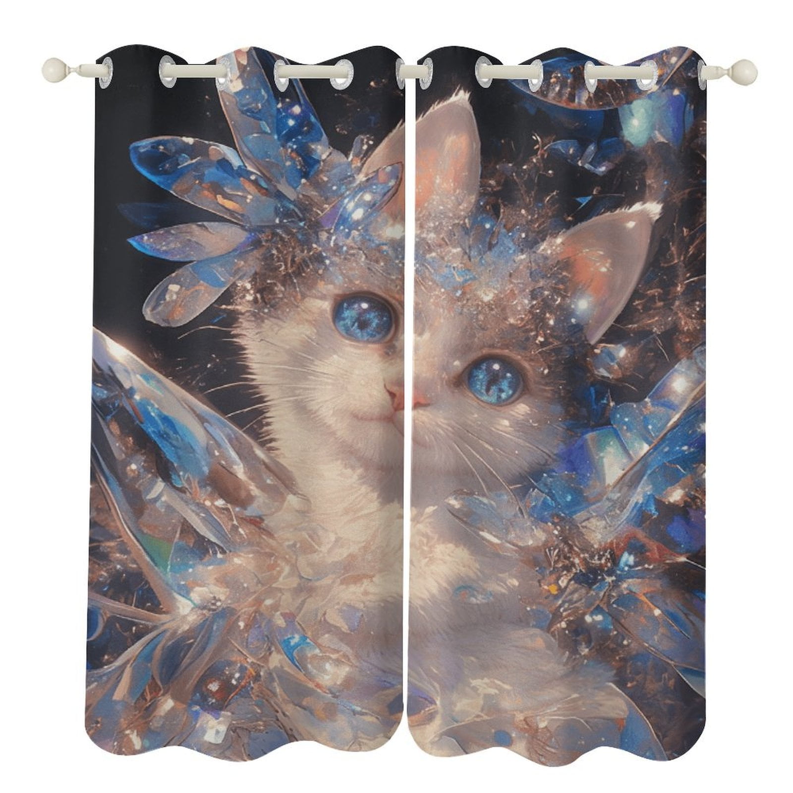 Crystal Cat Curtains Aesthetic Envrionmental Friendly Picture, Living ...