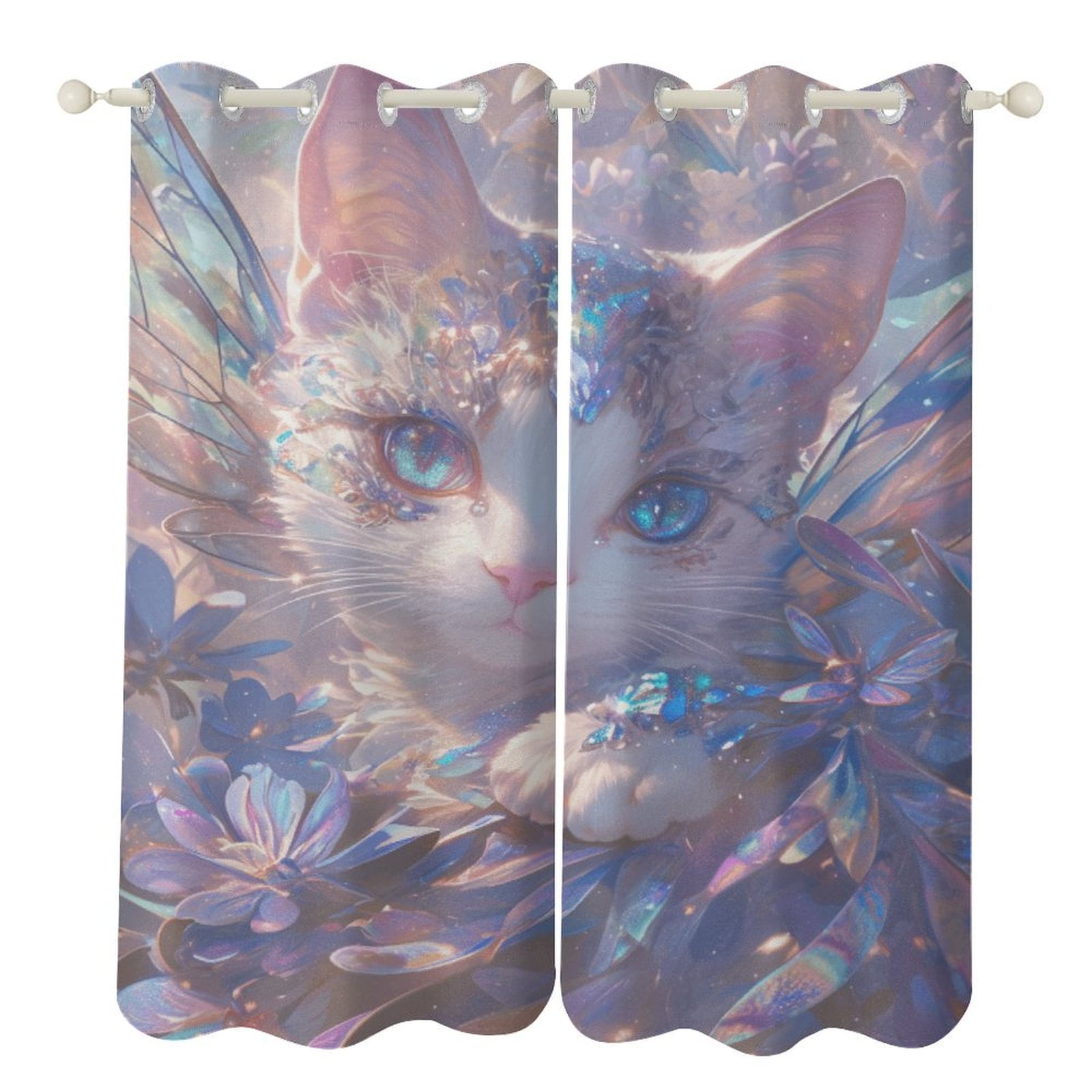 Crystal Cat Curtains Aesthetic Envrionmental Friendly Picture, Living ...