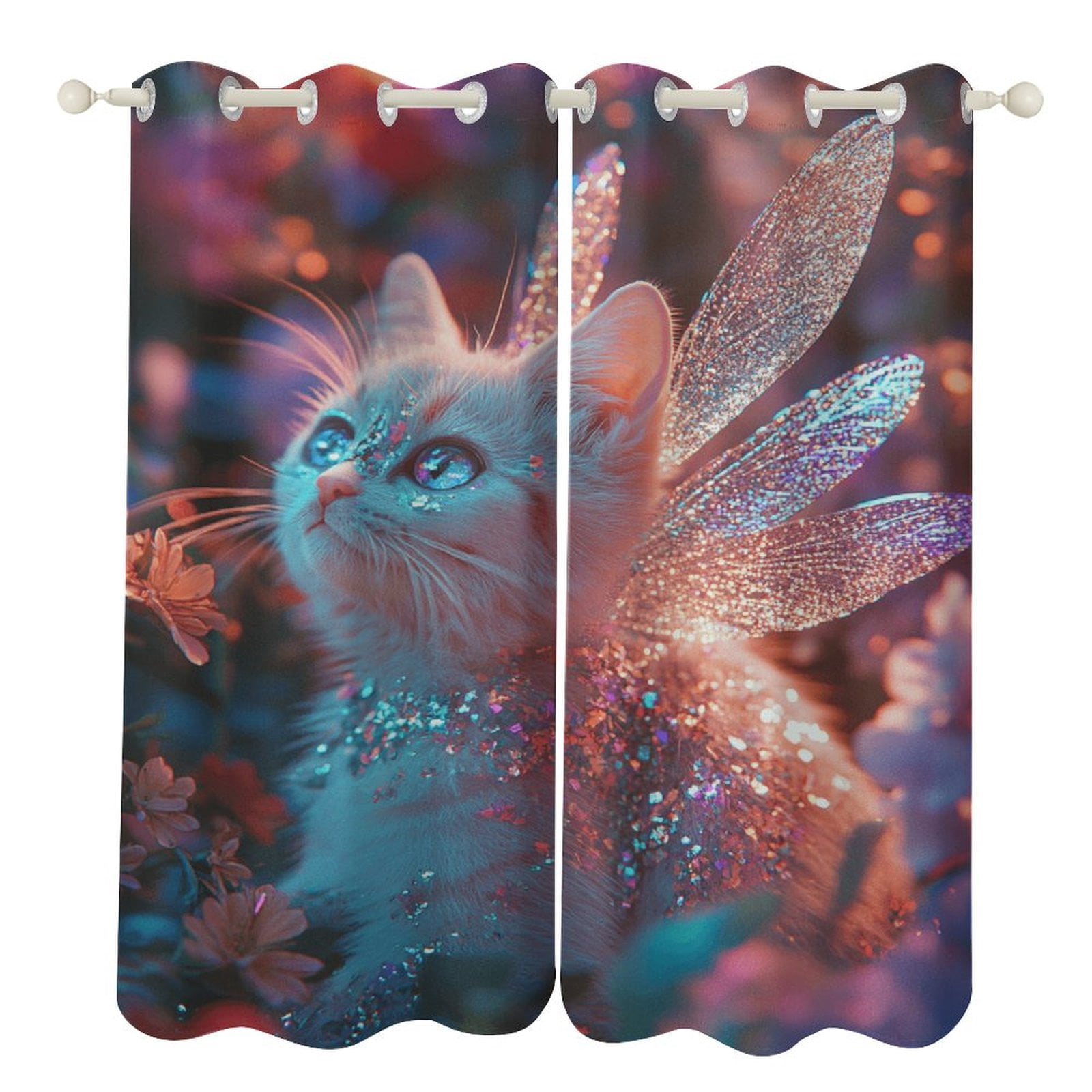 Crystal Cat Curtains Aesthetic Envrionmental Friendly Picture, Living ...