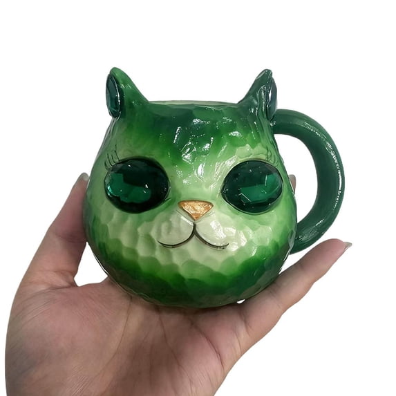 Crystal Cat Face Mugs - Handmade Geode Kitten Mug with Mineral Design ...