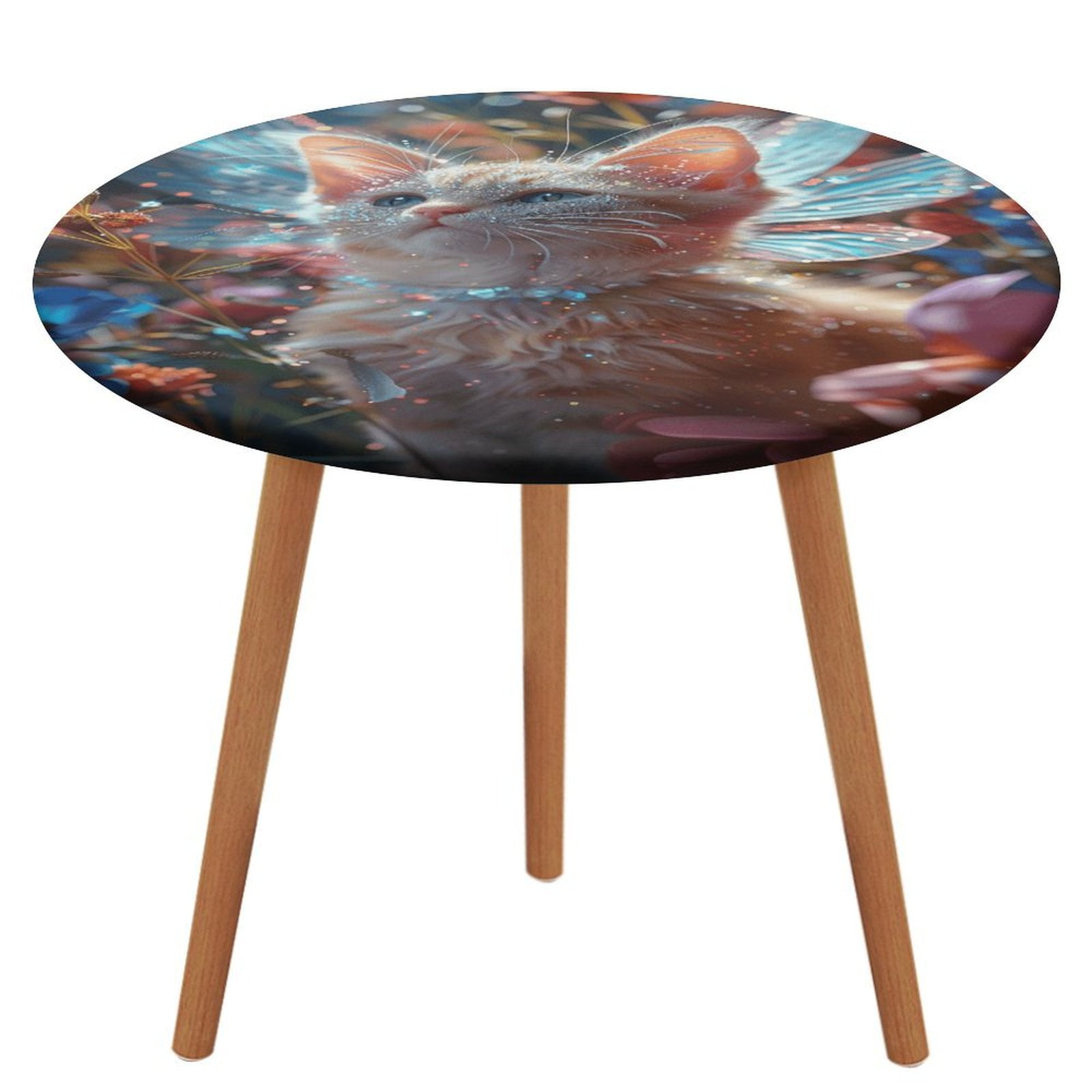 Crystal Cat Fitted Table Cover - Waterproof Elastic Edged Tablecloth ...