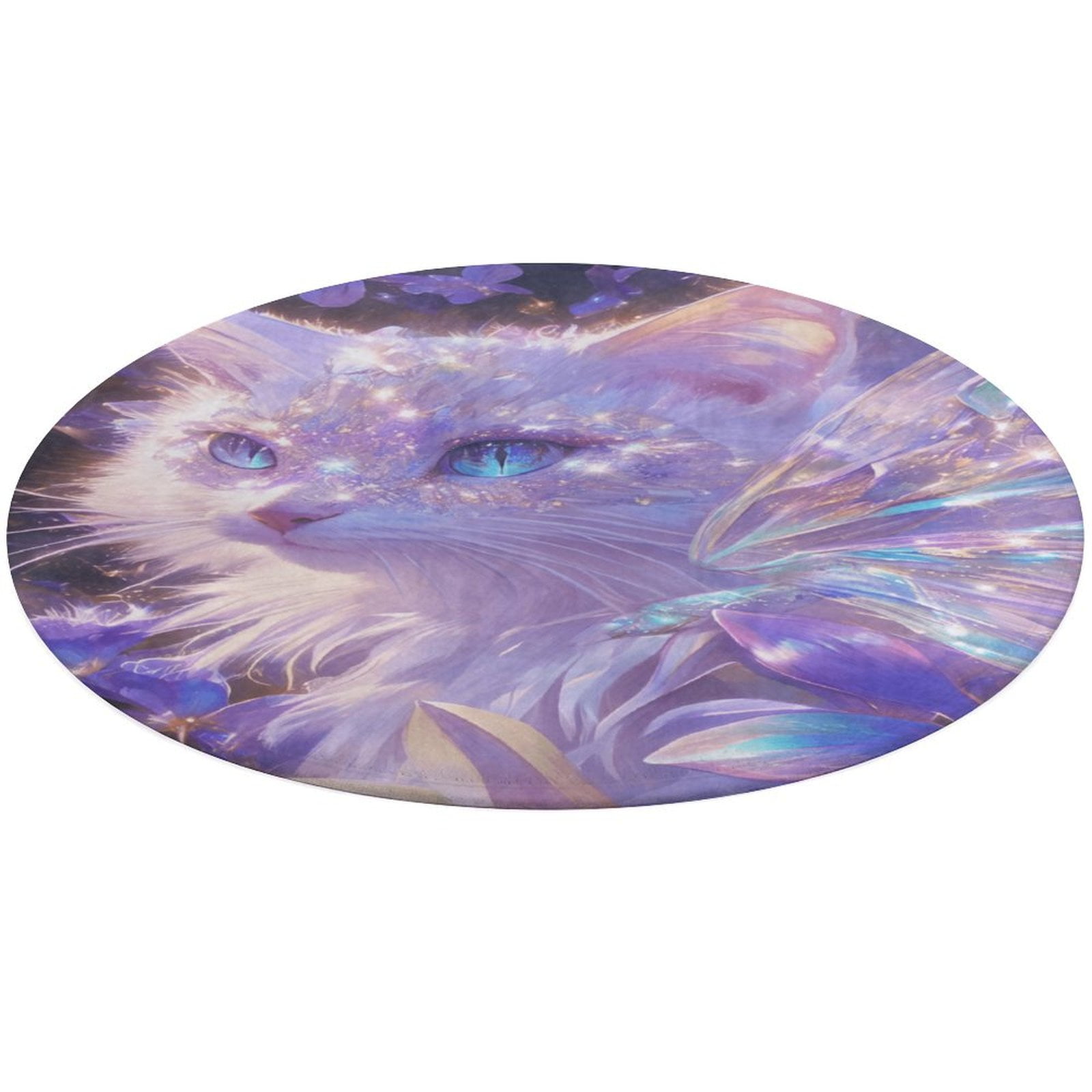 Crystal Cat Round Rugs -Washable Non-Slip Small Round Area Rug Throw ...