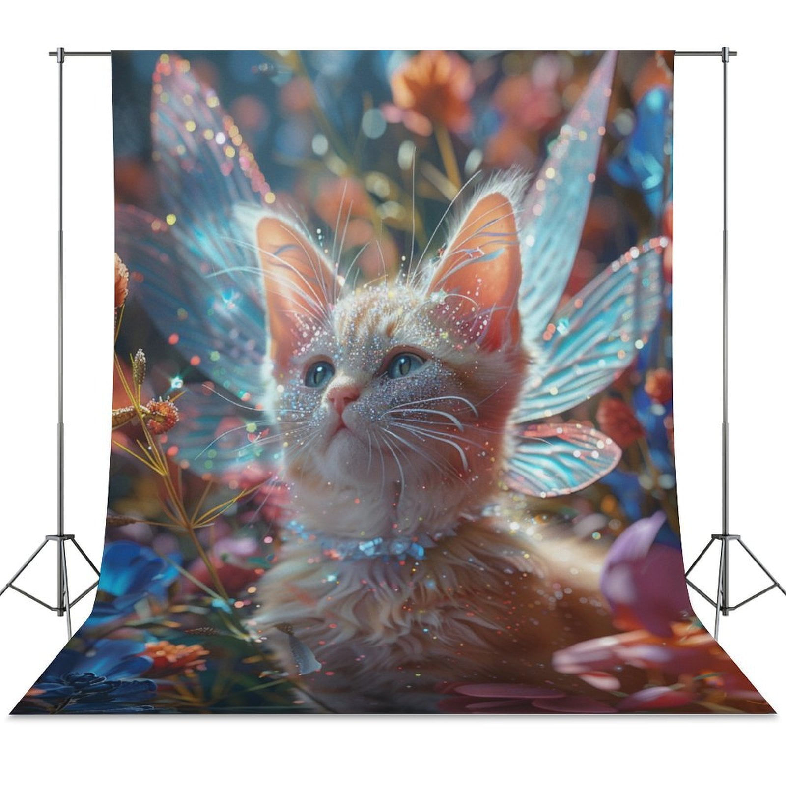 Crystal Cat Spring Wall Backdrop Background Floral Backdrops 5x7FT ...