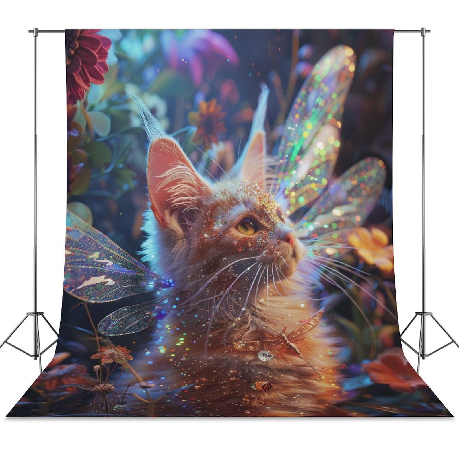 Crystal Cat Spring Wall Backdrop Background Floral Backdrops 5x7FT ...