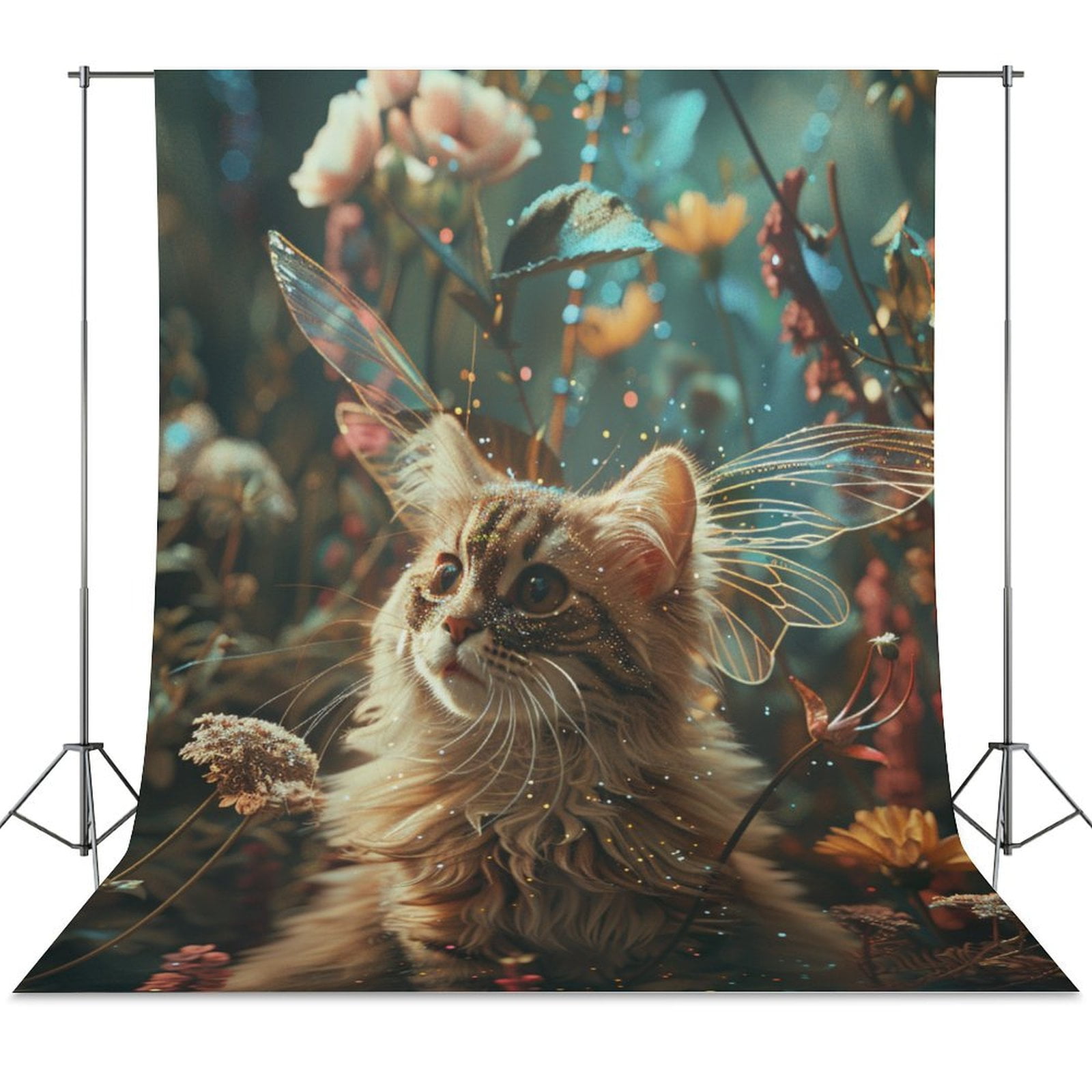 Crystal Cat Spring Wall Backdrop Background Floral Backdrops 5x7FT ...