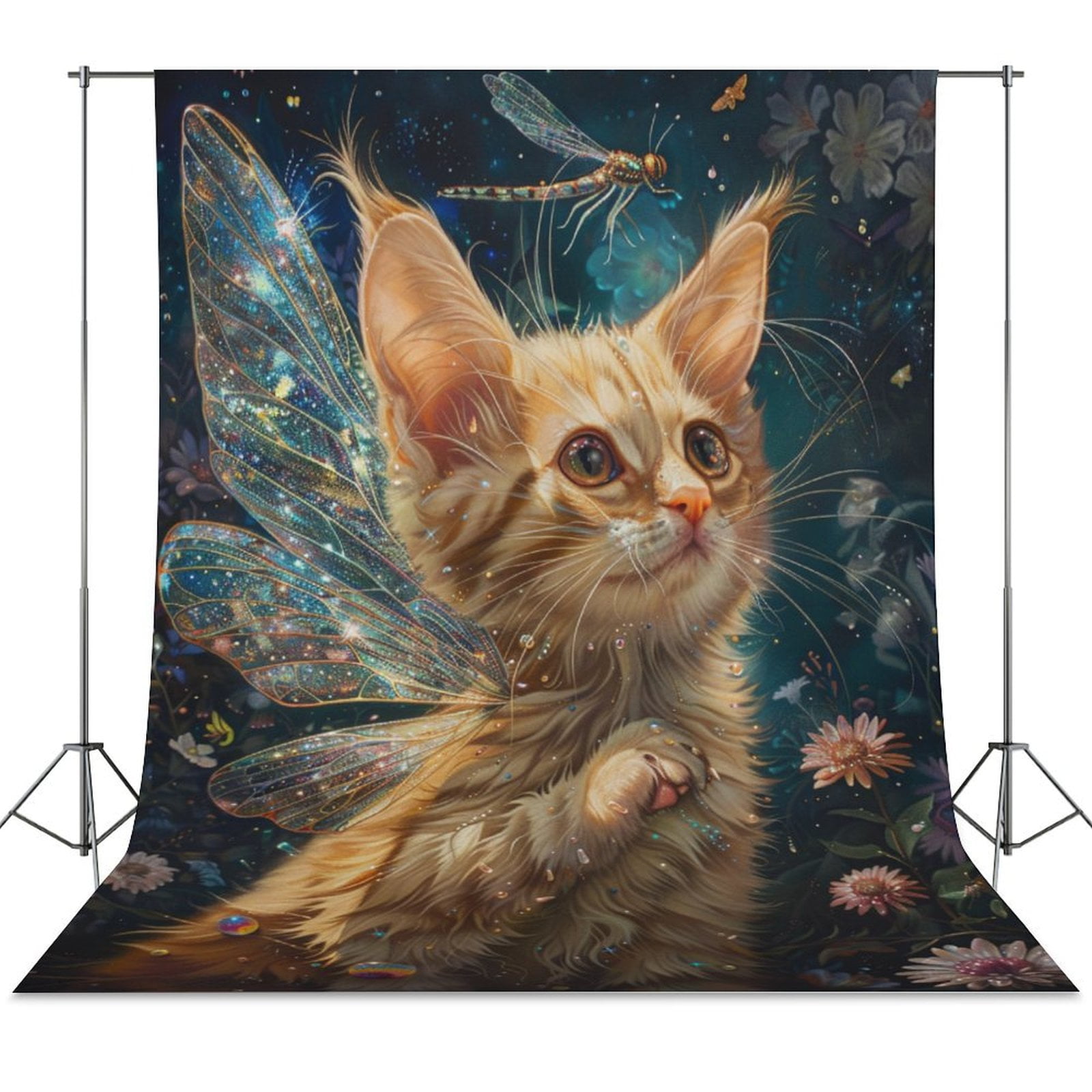 Crystal Cat Spring Wall Backdrop Background Floral Backdrops 5x7FT ...
