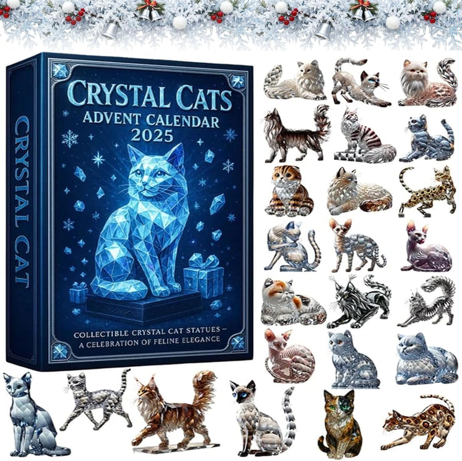 Crystal Cats Advent Calendar 2025-24 Days Collectible Crystal Cat ...