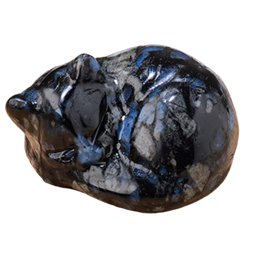 Crystal Cats Statue Polished Elegant Stone Craft Cats Statue, Calming ...