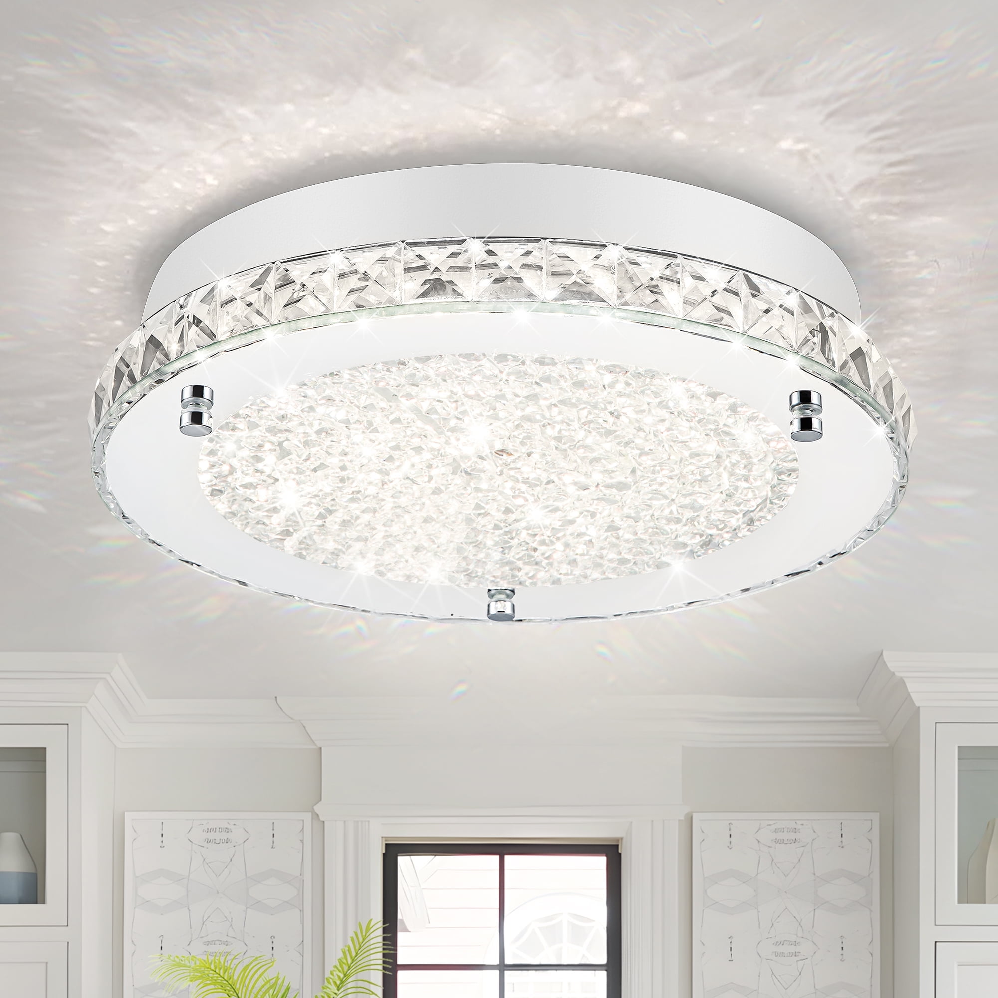 Crystal Ceiling Light LED Kitchen Ceiling Lights Flush Mount Dimmable ...