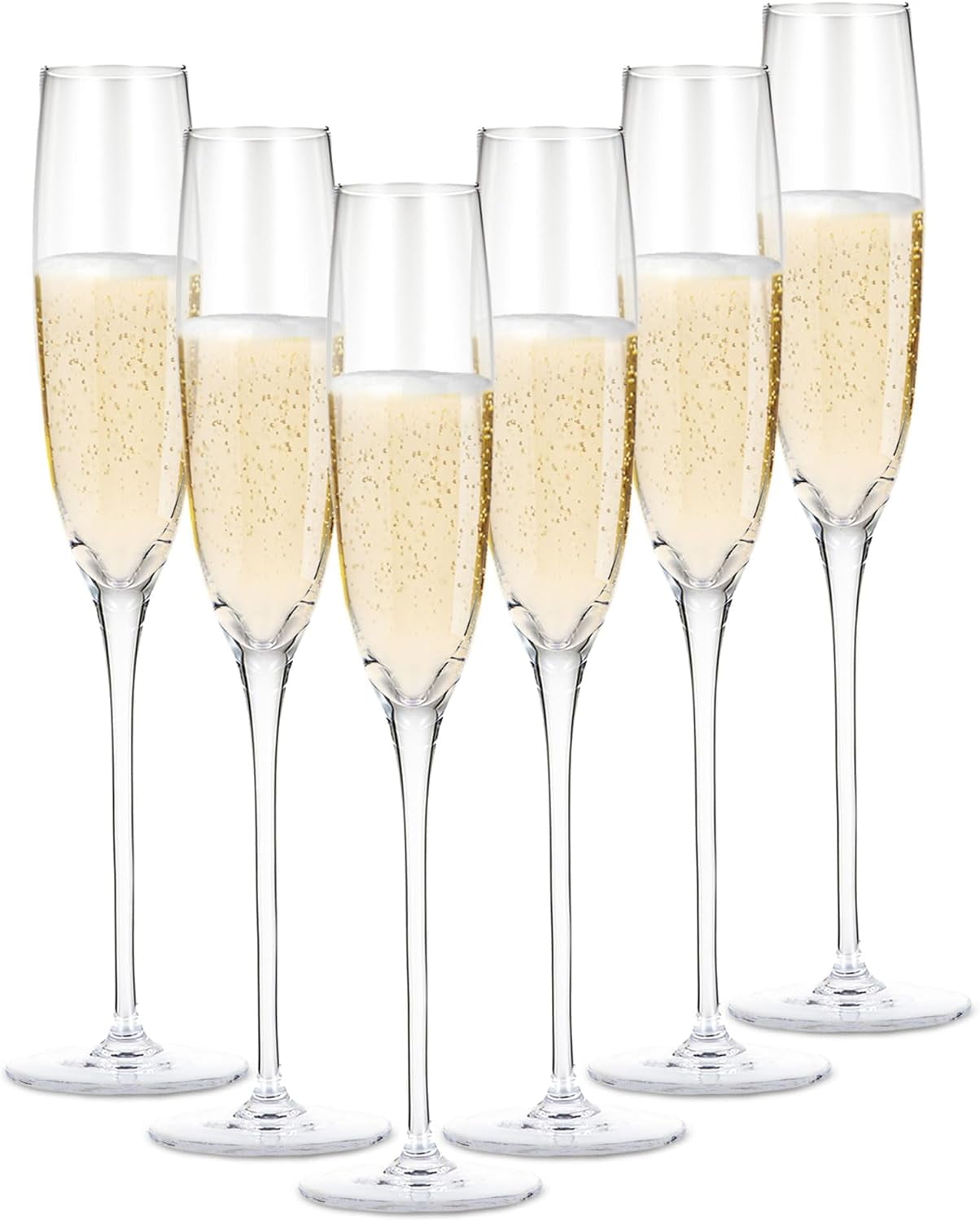 Crystal Champagne Flutes Set of 6 - Elegant Glass Champagne Flutes for ...