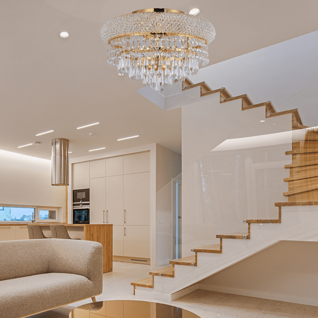 Crystal Chandelier Flush mount lighting 4 lights modern design 16"x8 ...