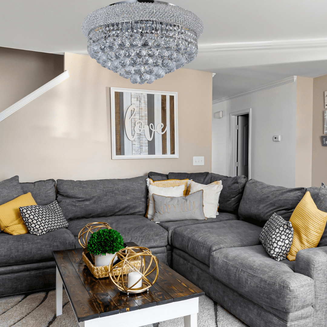 Crystal Chandelier Flush mount lighting 6 lights modern design 20"x10 ...