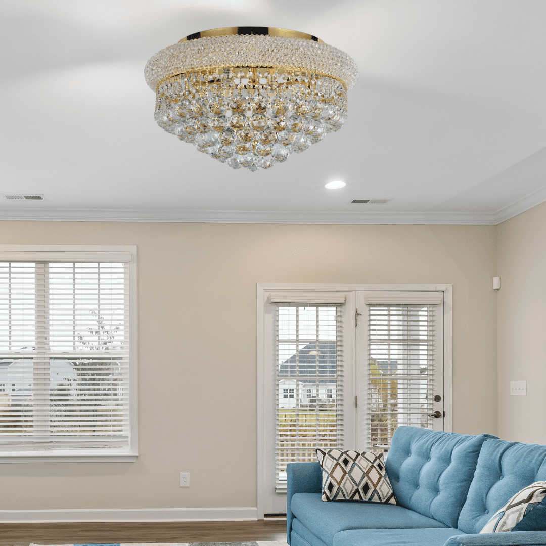 Crystal Chandelier Flush mount lighting 6 lights modern design 20"x10 ...