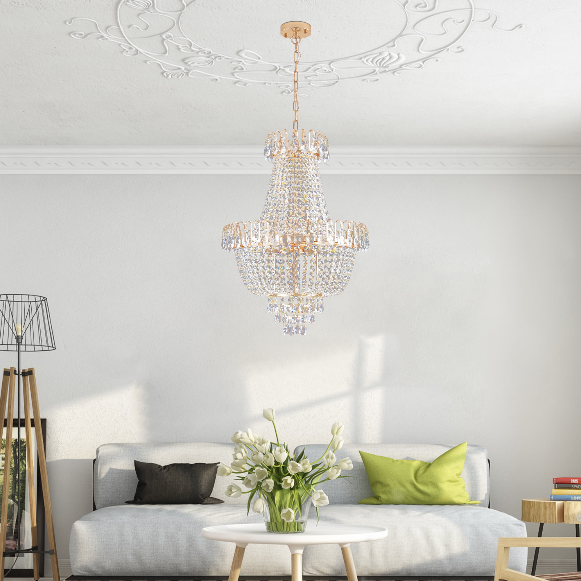 Crystal Chandelier French Empire Pendant Flushmount Ceiling 10 Light ...