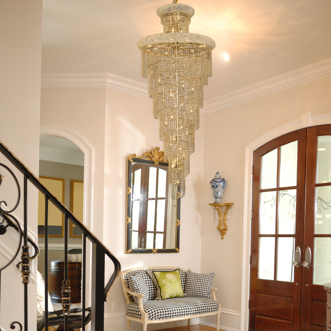 Crystal Chandelier Modern lighting 22 lights 22"x60" in Gold color with ...