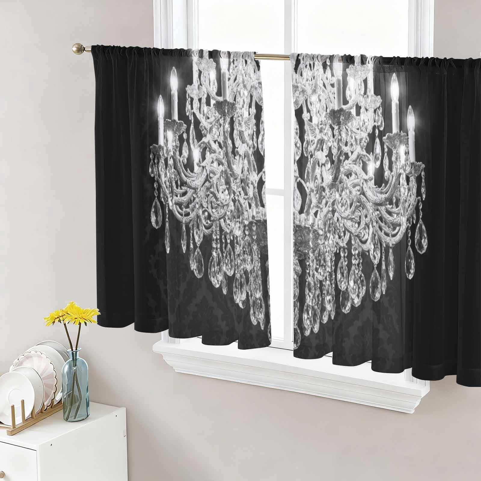 Crystal Chandelier Sheer Curtains 54 Inch Length 2 Panels for Living ...