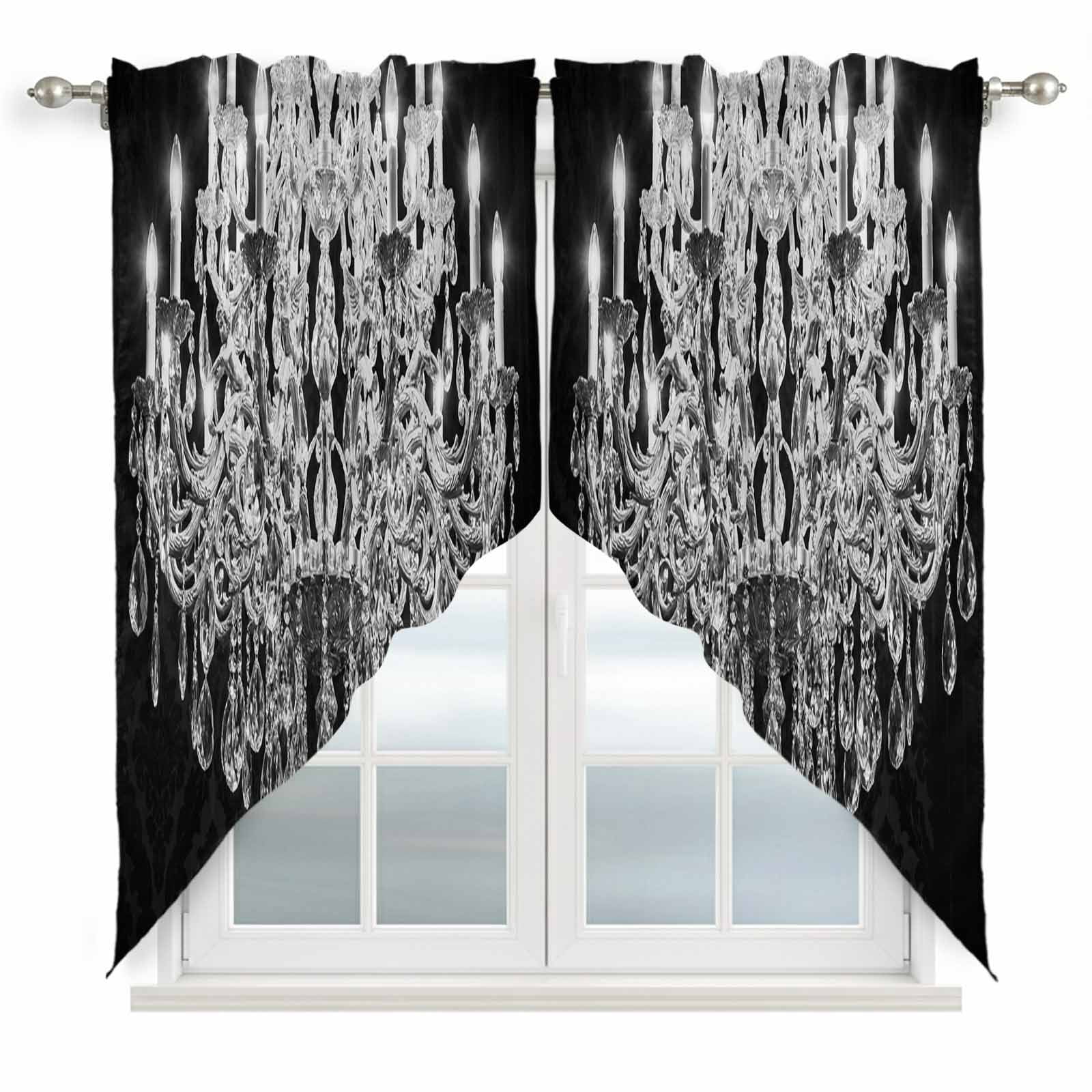 Crystal Chandelier Swag Valances for Windows 2 Pack, Kitchen Window ...
