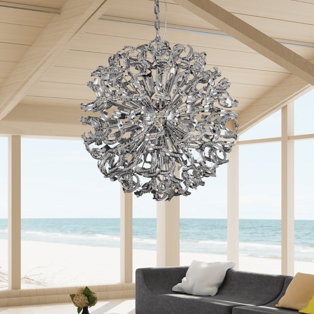 Crystal Chandelier lighting 21 lights modern design 28"x28" in Chrome ...