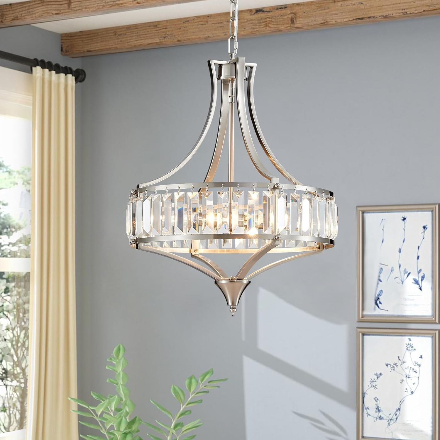 Crystal Chandeliers for Dining Room, Round Rustic Farmhouse Chandelier ...