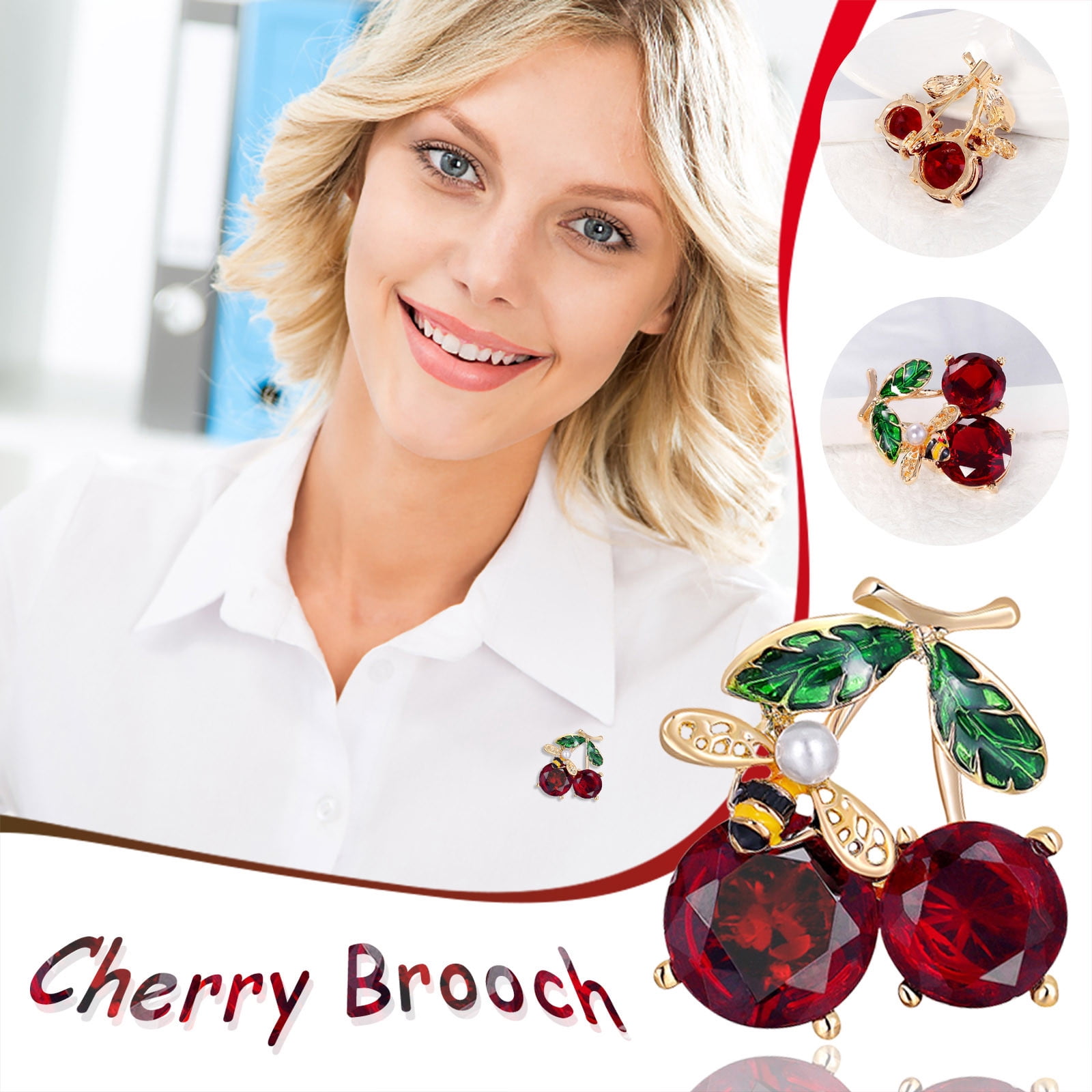 Crystal Cherry Brooch, Generous and Versatile Jewelry for Clothing ...
