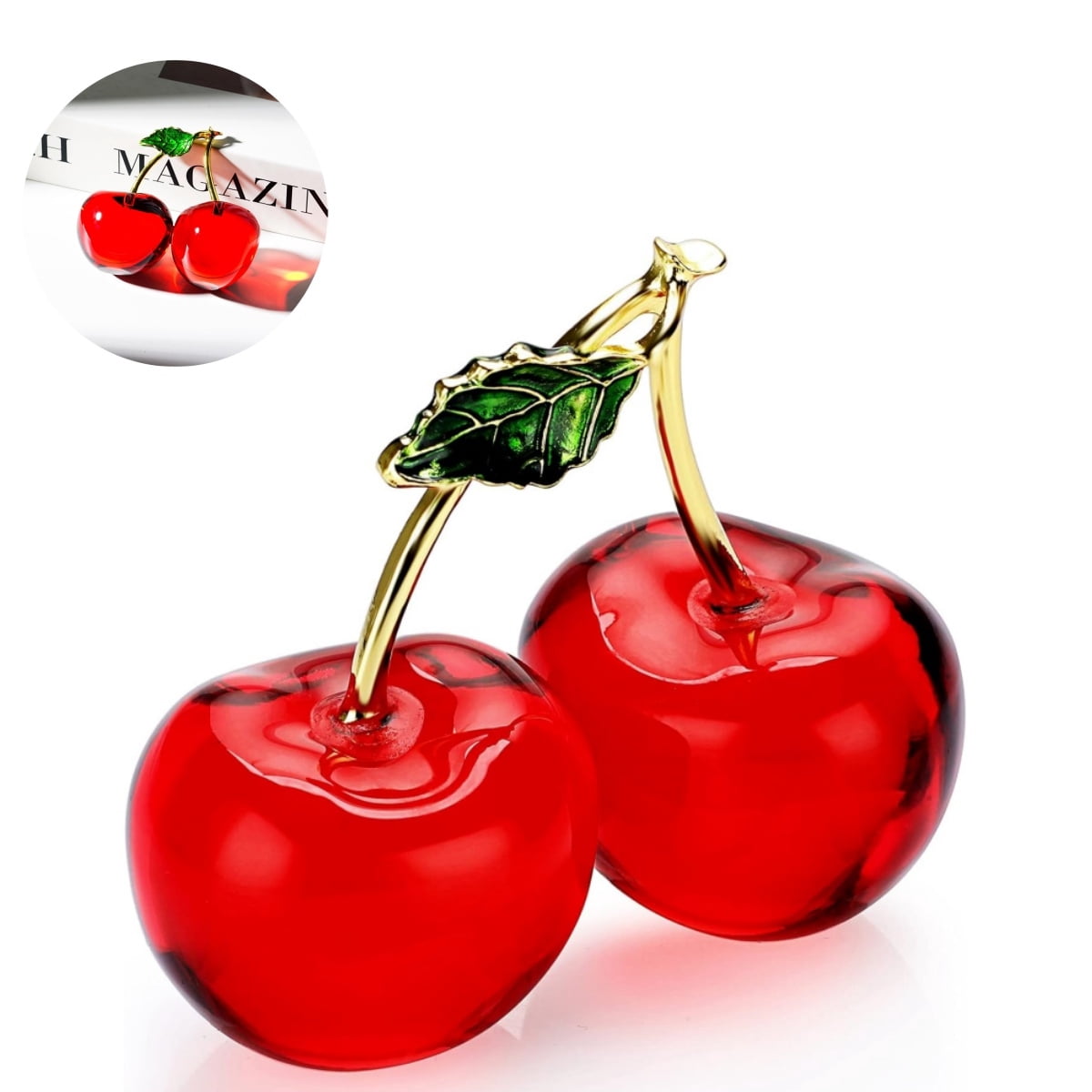 Crystal Cherry Decor,Fake Fruit Cherries Ornament,Crystal Cherry ...