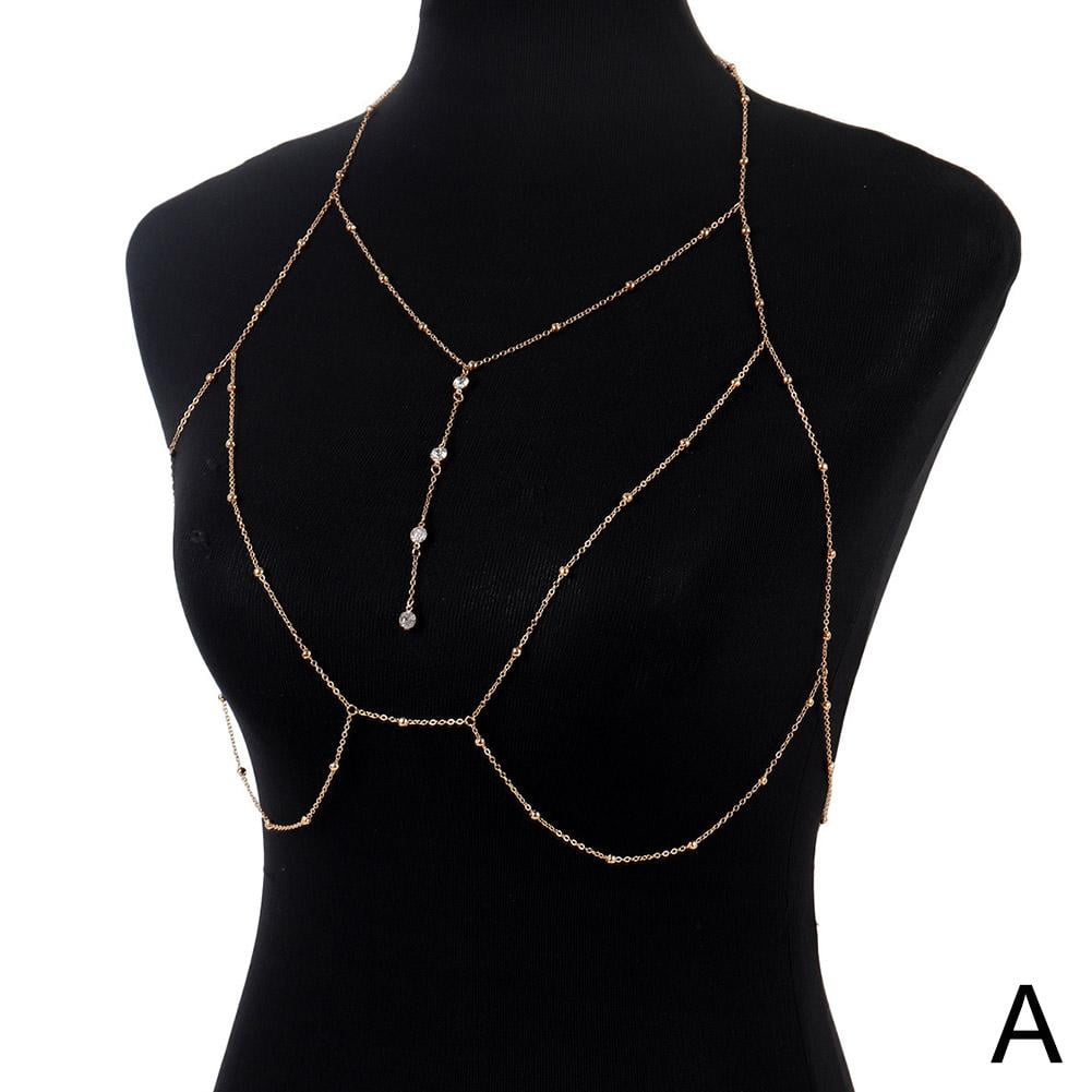 Crystal Chest Chain Bra Chain Body Chain, Bikini Necklace Crossover ...
