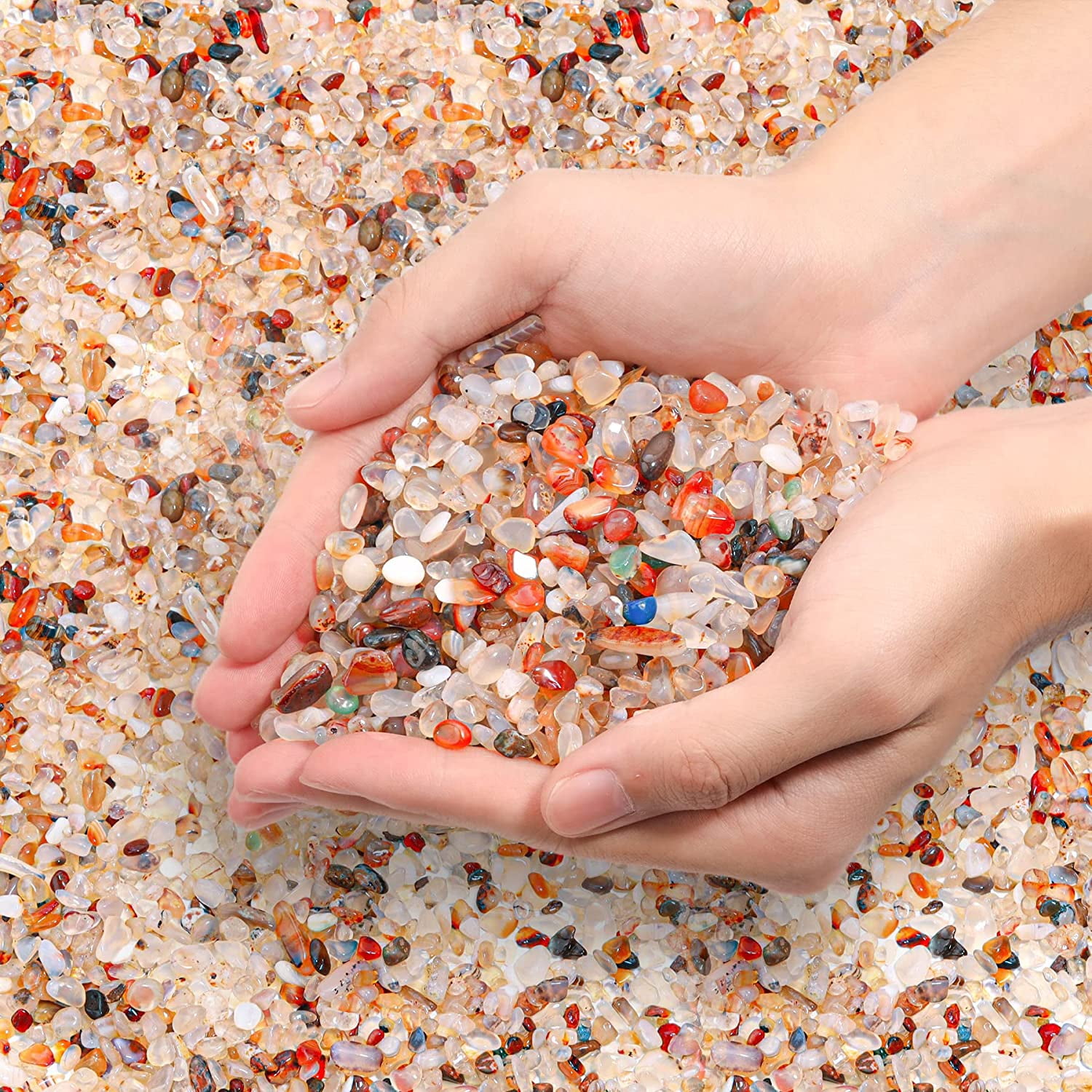 Crystal Chips Stone Crushed Quartz Glass 1LB - Carnelian Tumbled Gravel ...
