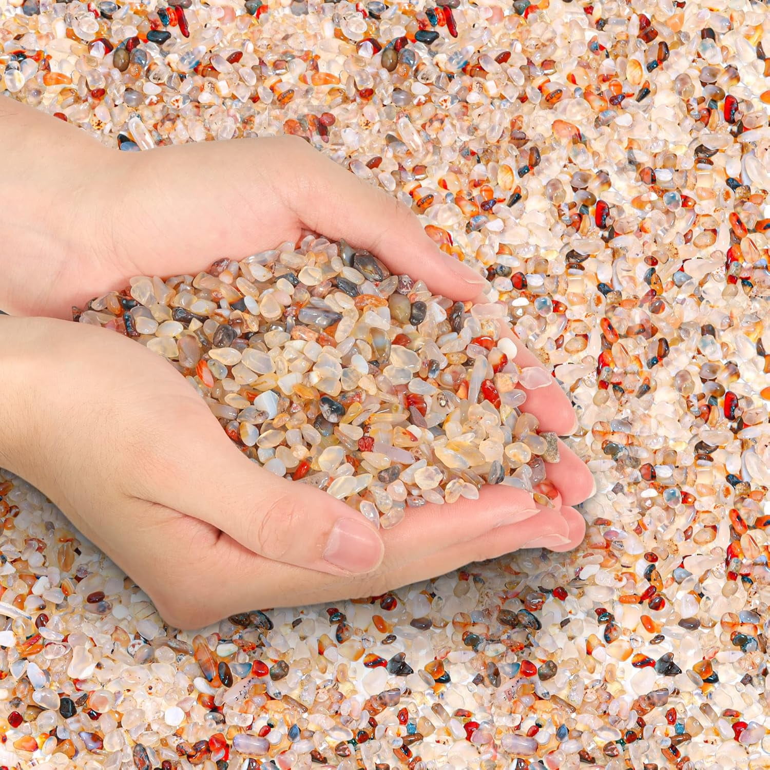 Crystal Chips Stone Crushed Quartz Glass 2LB - Carnelian Tumbled Gravel ...