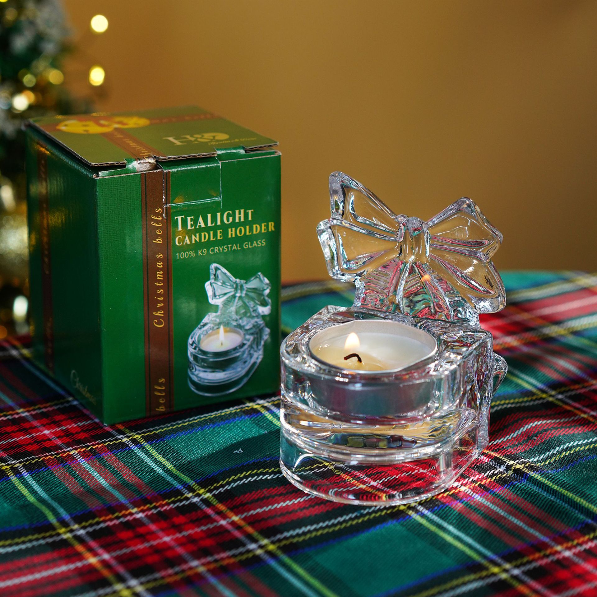 Crystal Christmas Bell Candle Holder Figurine Collectible, Crystal ...