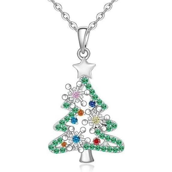 Crystal Christmas Necklace for Women Sparkling Cubic Zirconia Christmas ...