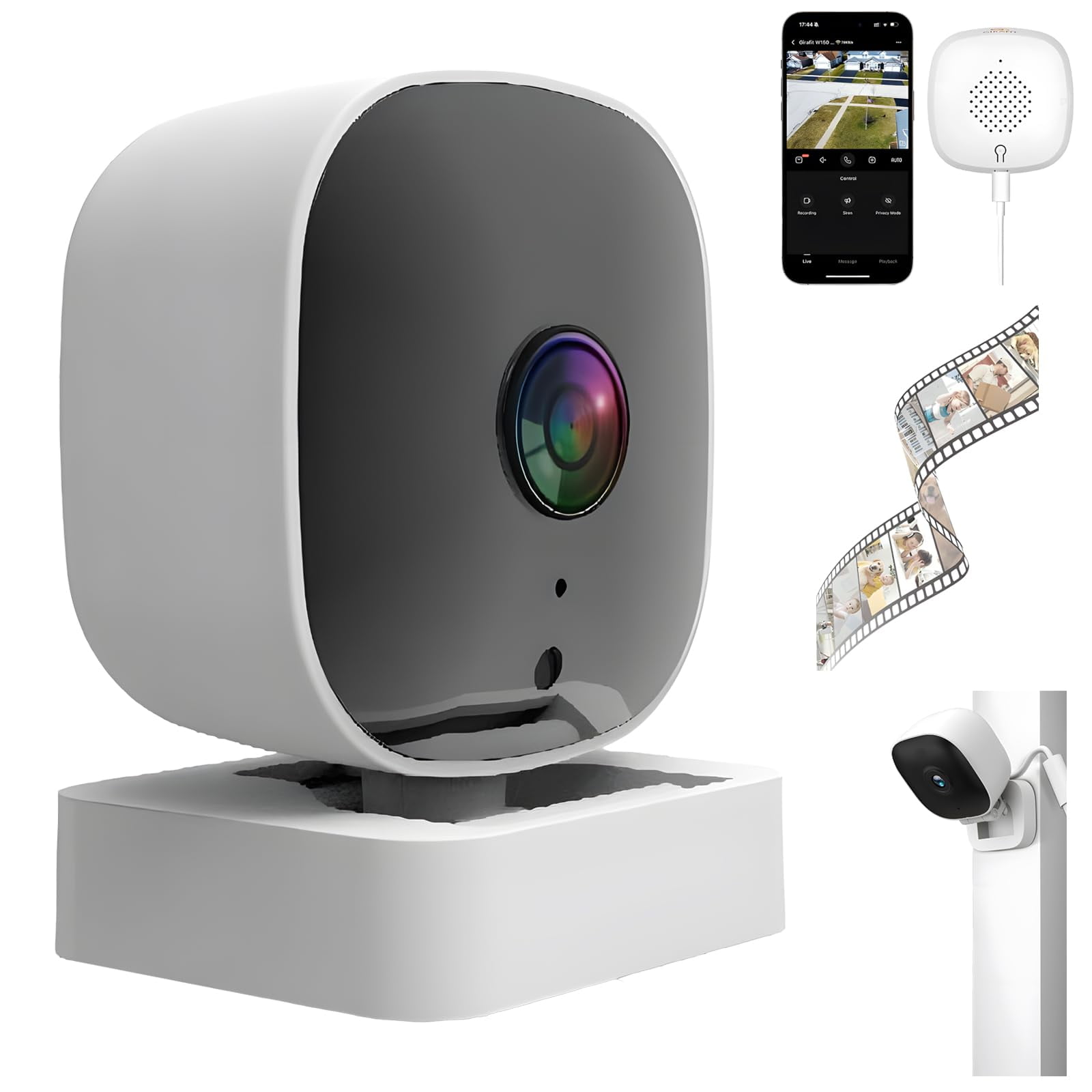-Clear 2K Security Camera with Color Night Vision, 24/7 Recording ...
