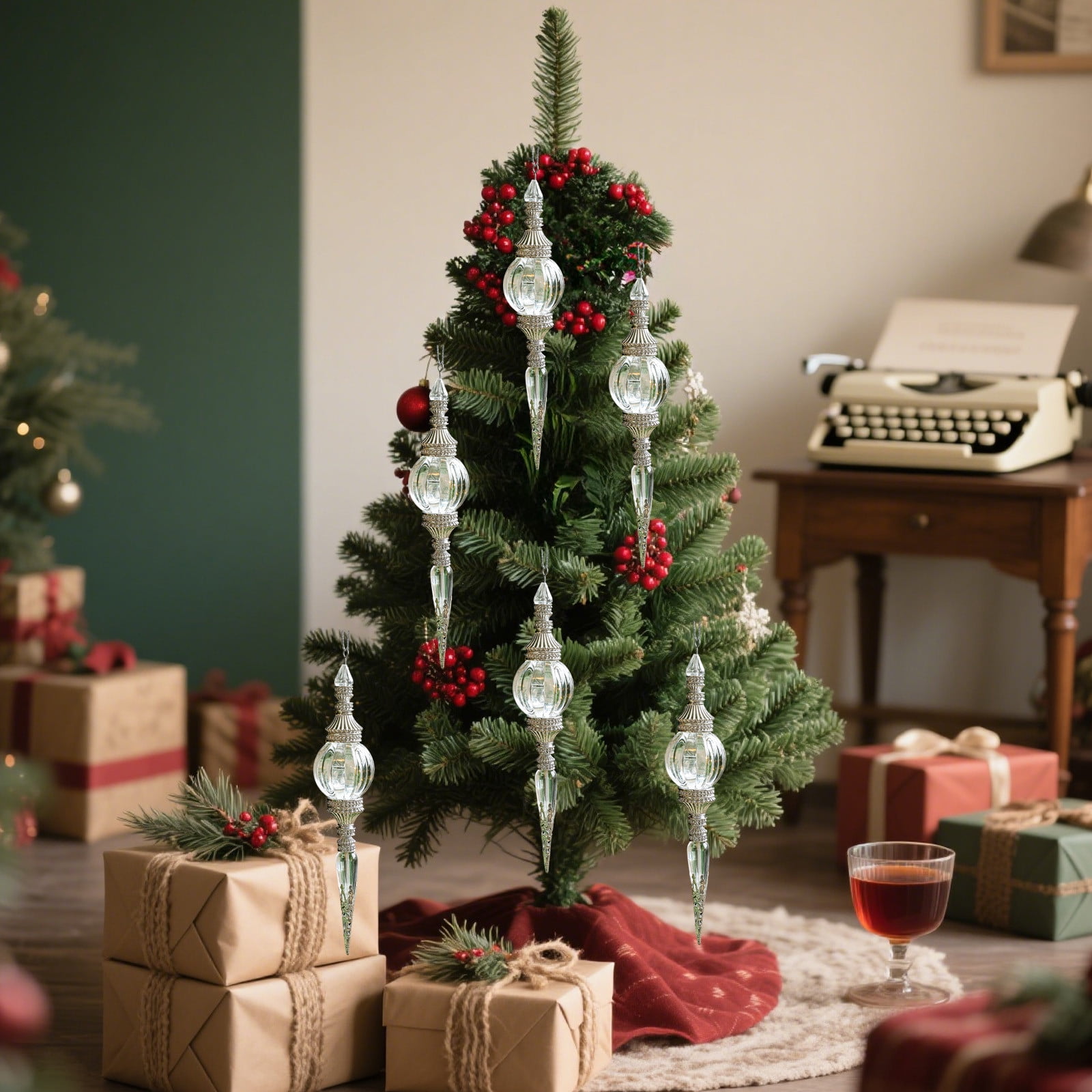 Crystal Clear Christmas Tree Pendant, Plastic Hanging Ornament with ...