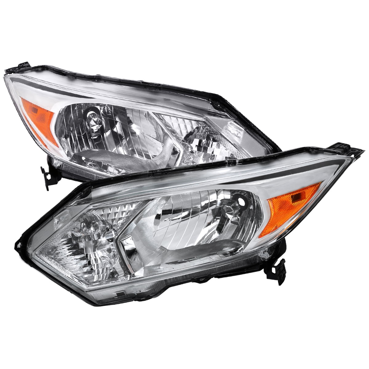 Crystal Clear Headlights w/ Amber Reflectors (Chrome Housing/Clear Lens ...