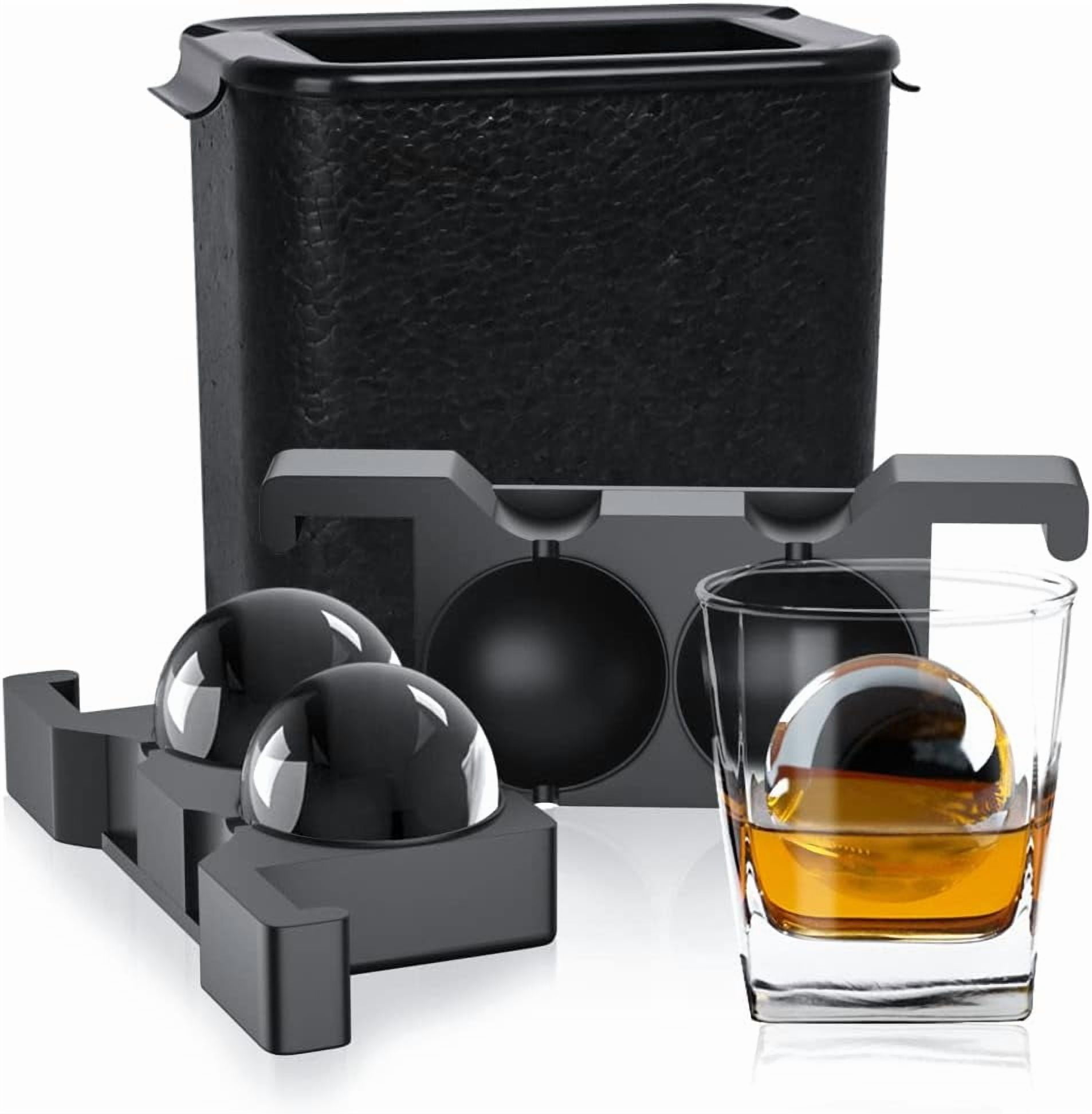 Crystal Clear Ice Ball Maker, 4 Cavity Large Clear Ice Balls Form, 2.5 ...