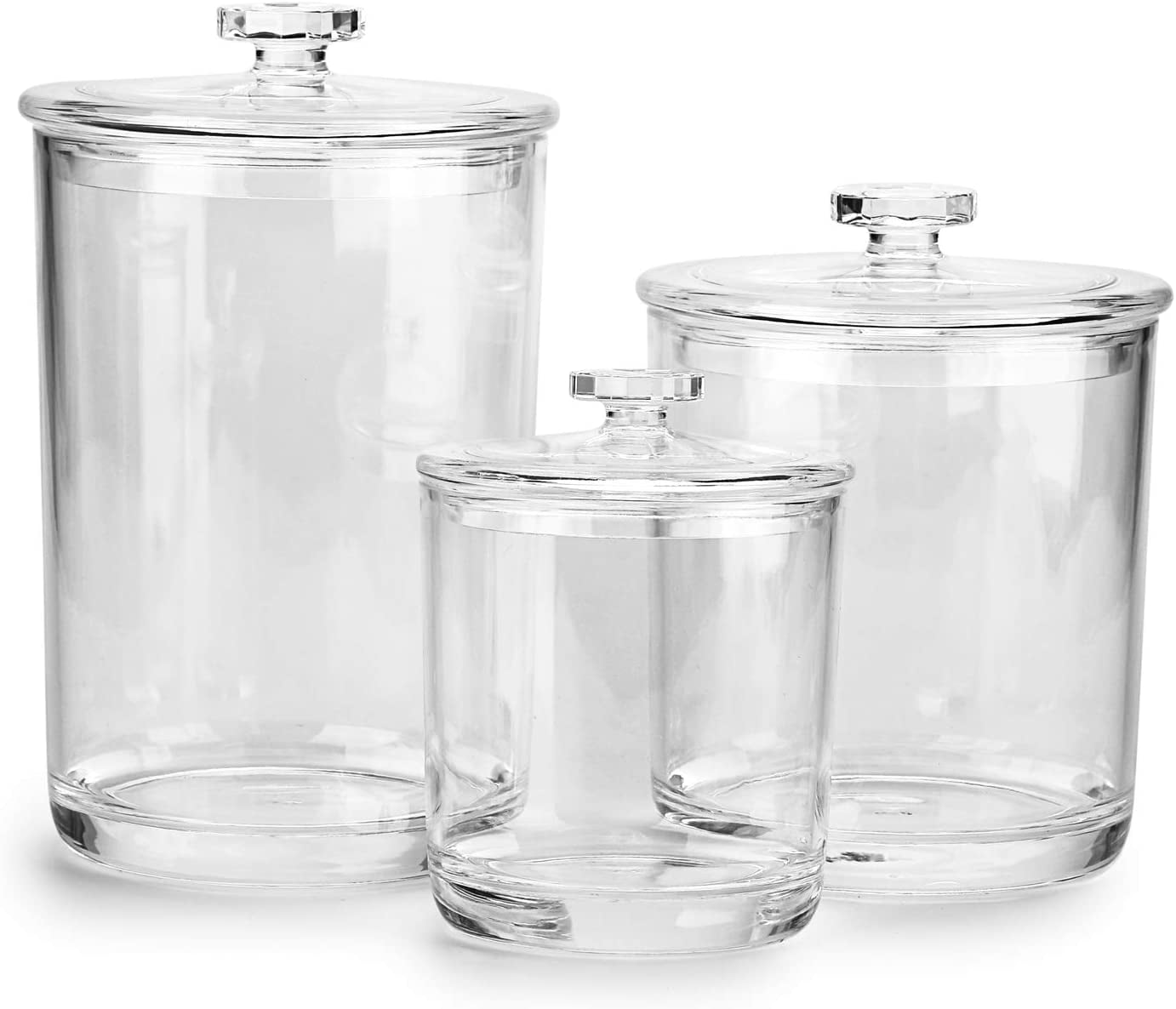 Crystal Clear Plastic Apothecary Jars with Lid Large Size Bathroom Storage Canister for Cotton Balls and Swabs Multipurpose Acrylic Organizer for Kitchen Countertop Elegant and Practical Walmart