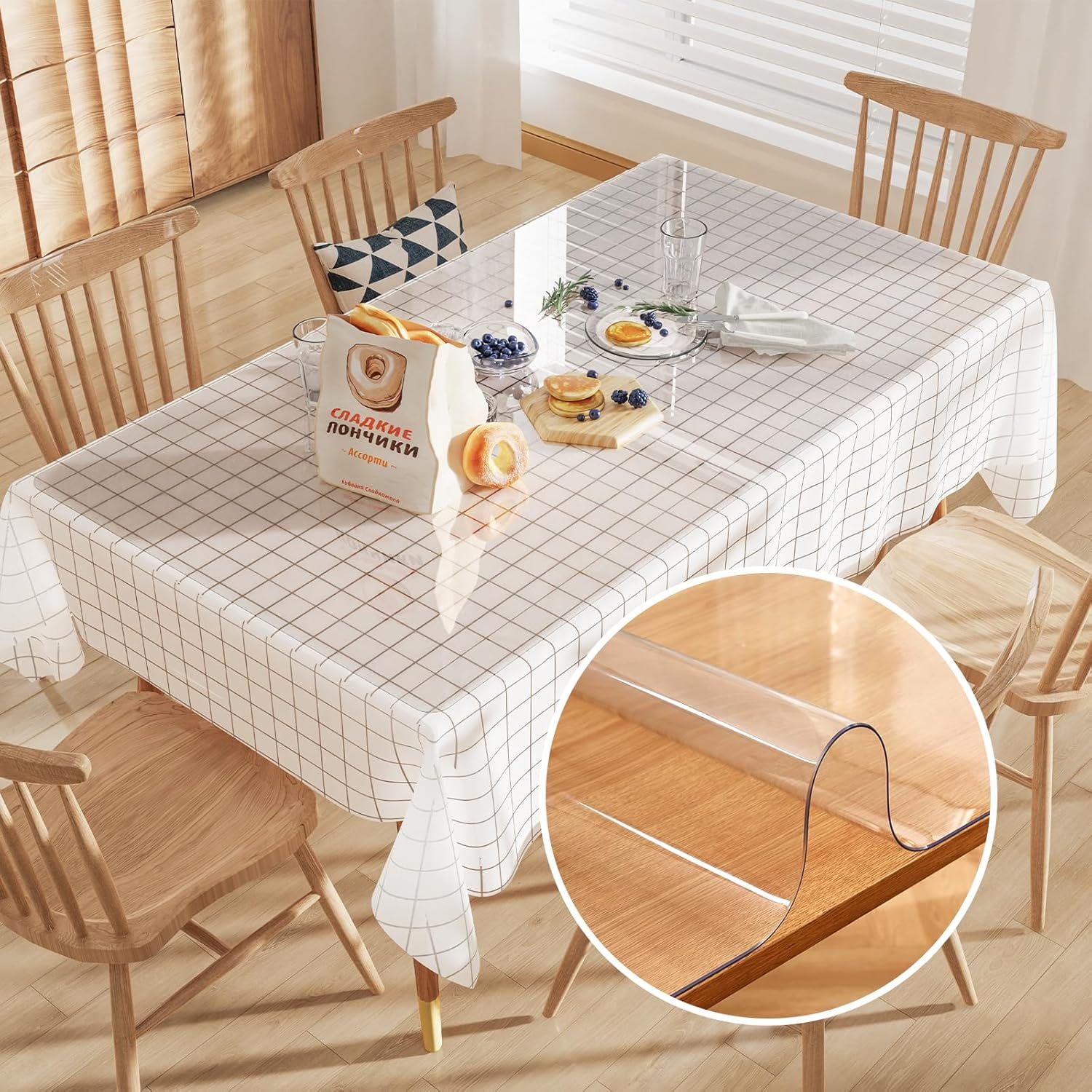 Crystal Clear Plastic Table Cover Protector, 42" x 72" Spill Resistant ...