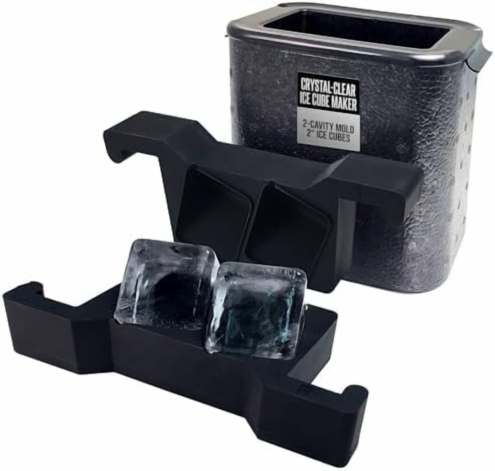 Crystal-Clear Square Ice Cube Maker, 2-Cavity Mold, Large Ice Cube ...