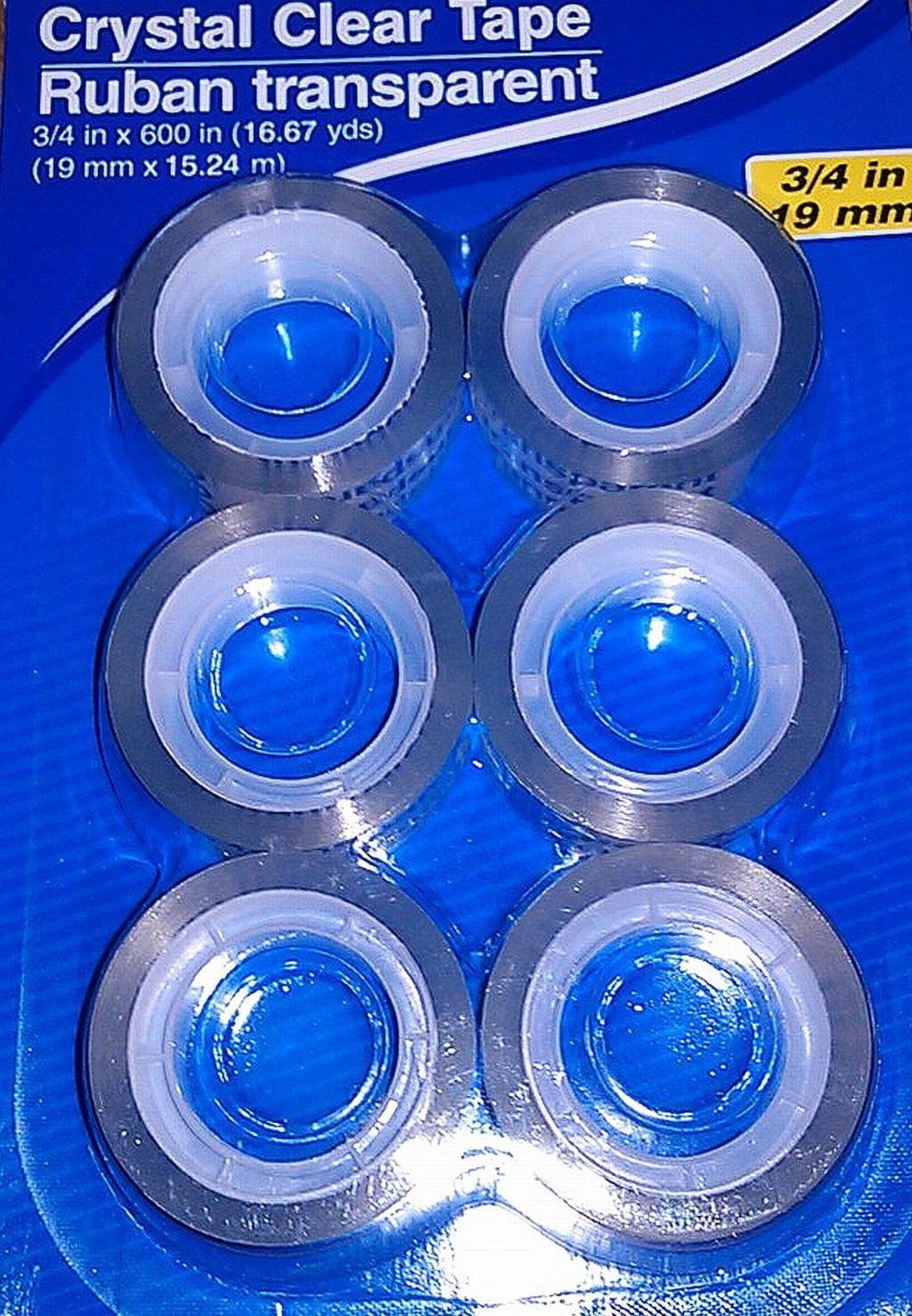 Crystal Clear Tape Ruban Transparent 3/4 in X 600 in 16.67 Yds 19 Mm X ...