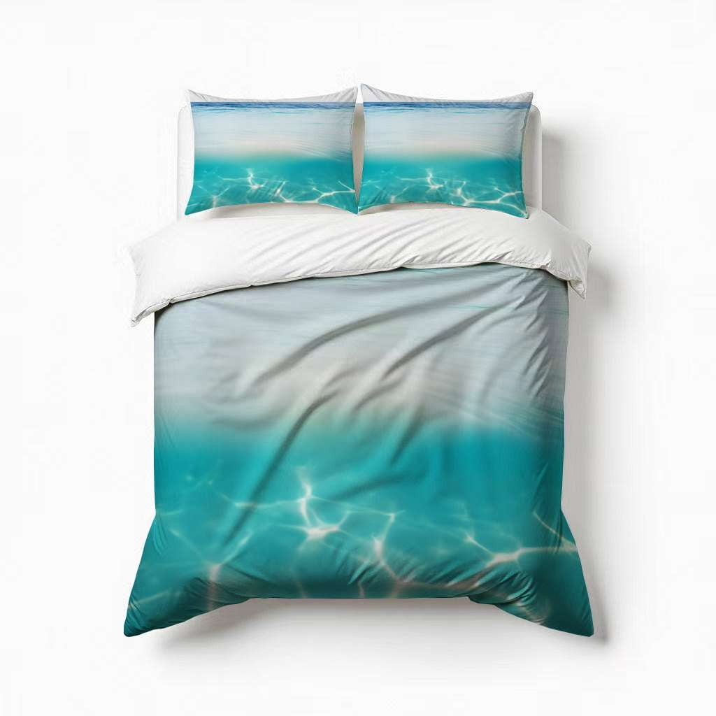 Crystal Clear Water Texture Bedding Set 3 Pcs Soft Microfiber Quilt ...