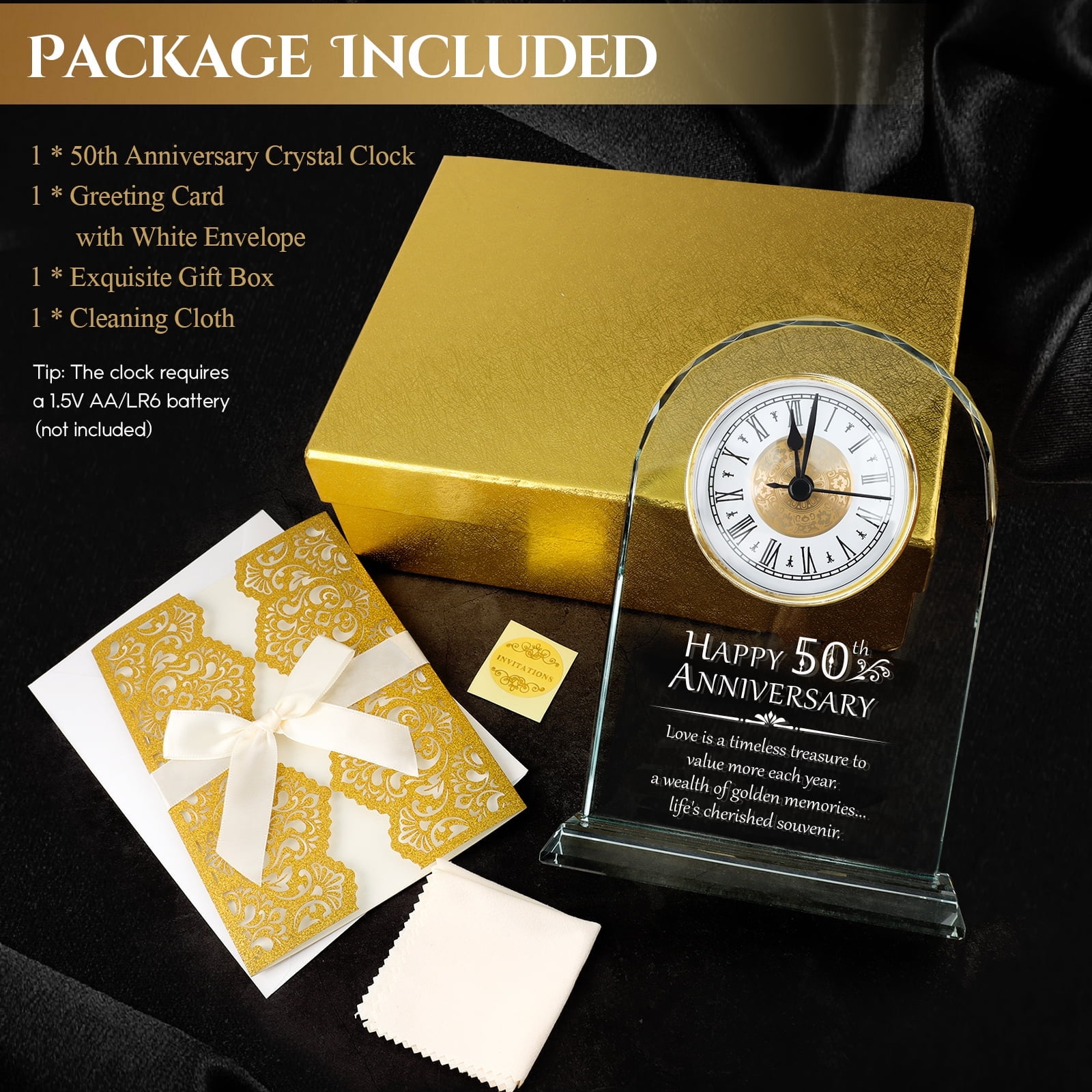 Crystal Clock Retirement Gift, Roman Numeral Quartz Desk Clock Decor ...