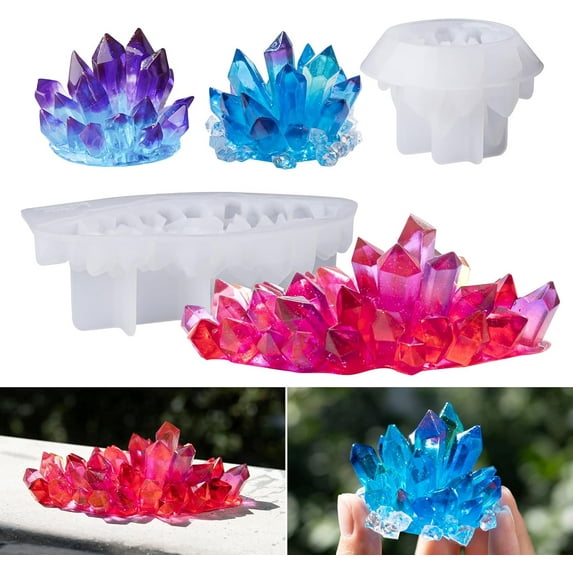 Crystal Cluster Resin Molds, Large and Small Size Crystal Shape ...