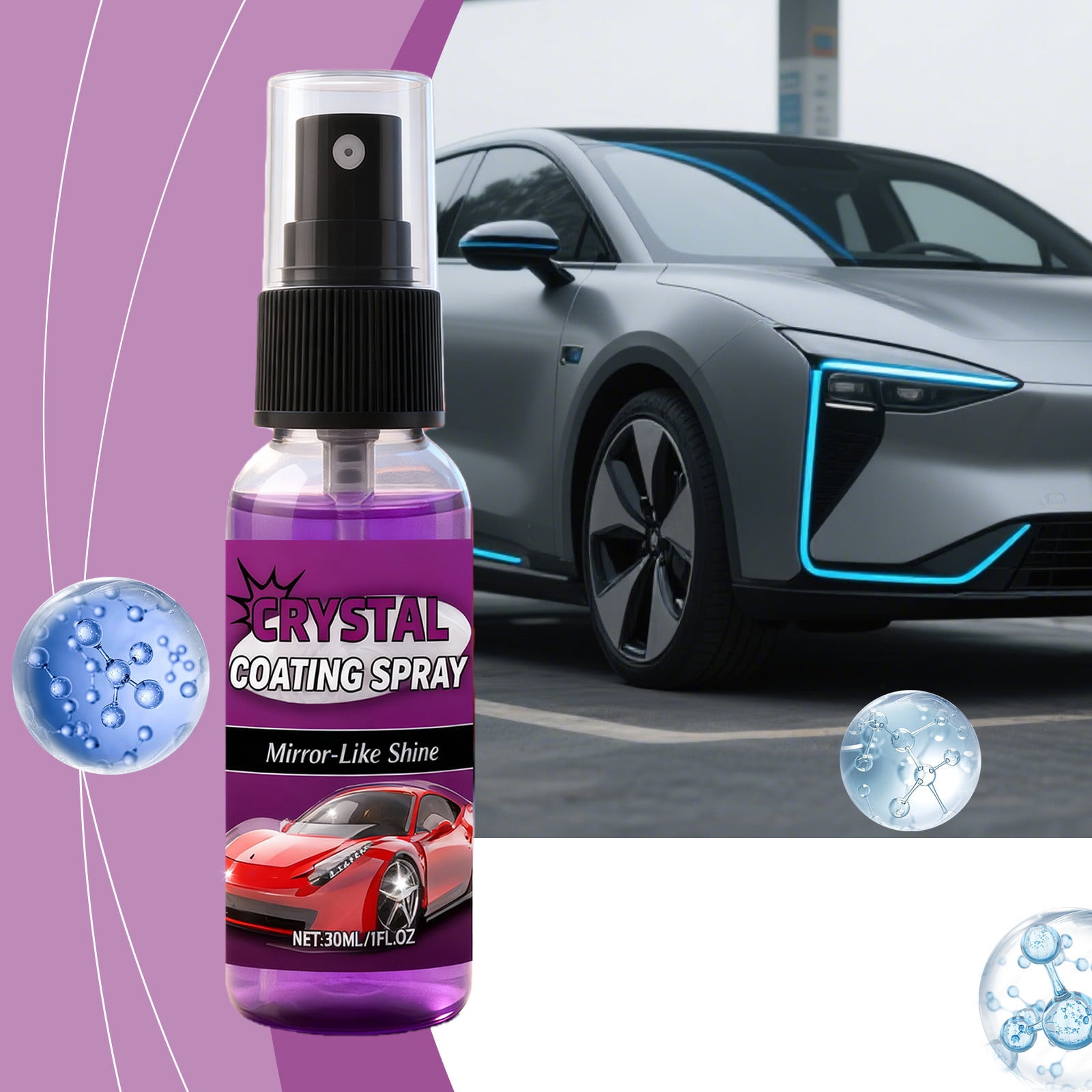 Crystal Coating Spray for Cars & SUVs, 30ml Water Repellent Sealant ...