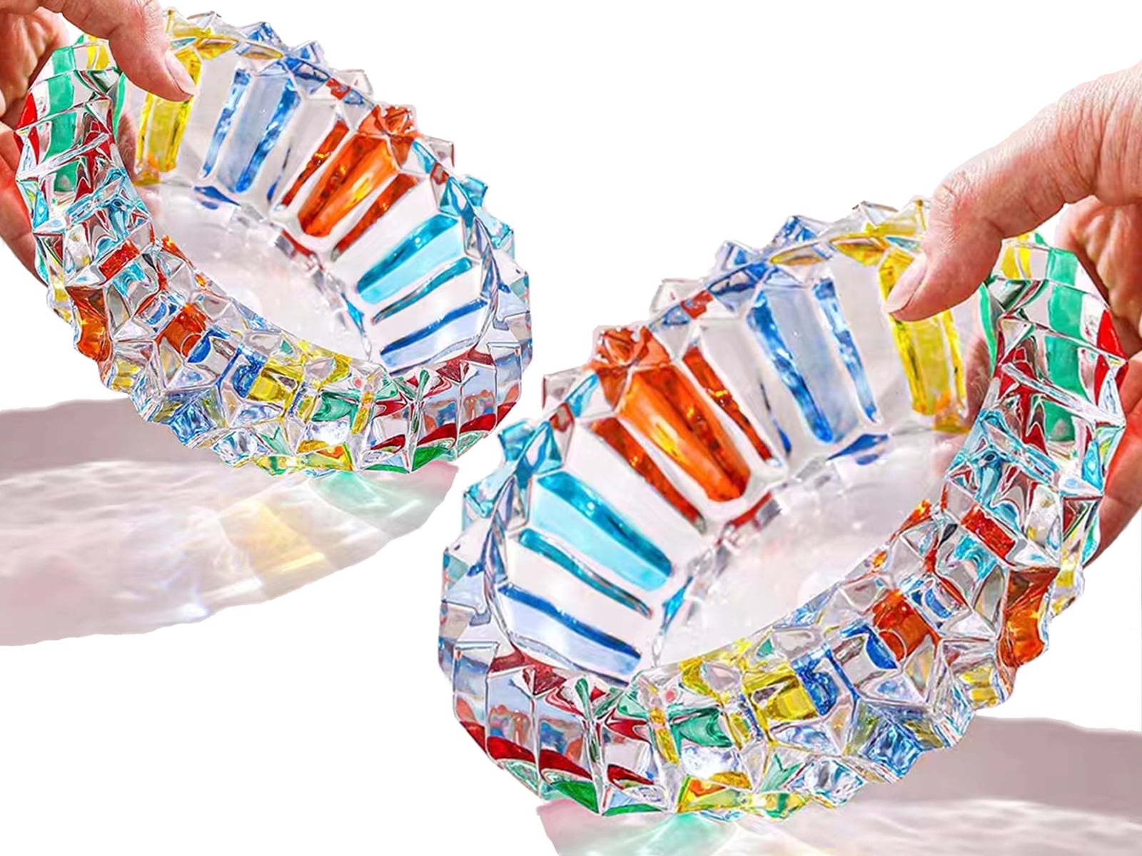 Crystal Colorful Ashtray, Cigar Cigarettes Ash Tray Holder Home Office ...