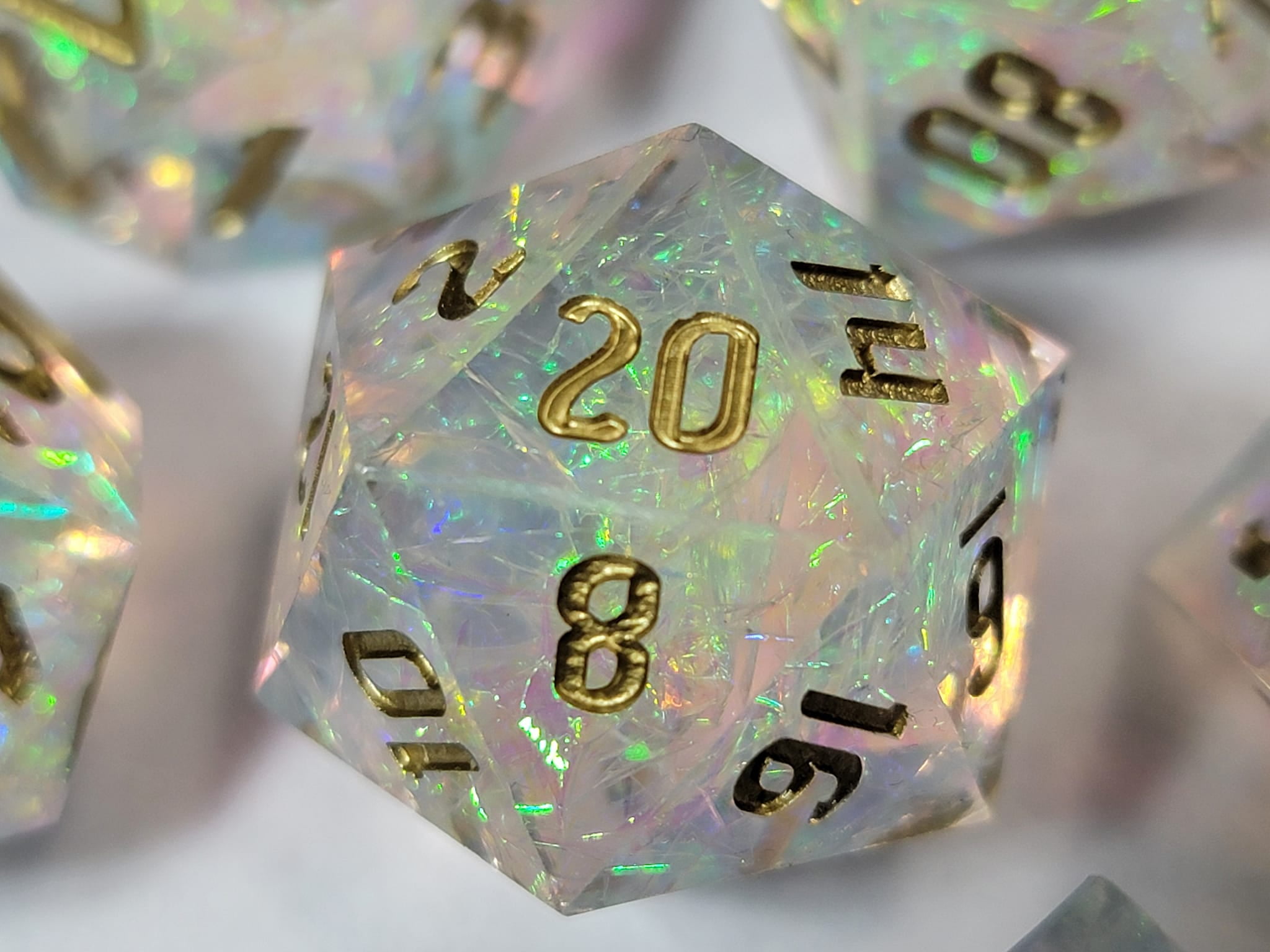 Crystal Cosmos 7 Sharp Edge Precision Dice Set | Polyhedral RPG DnD ...