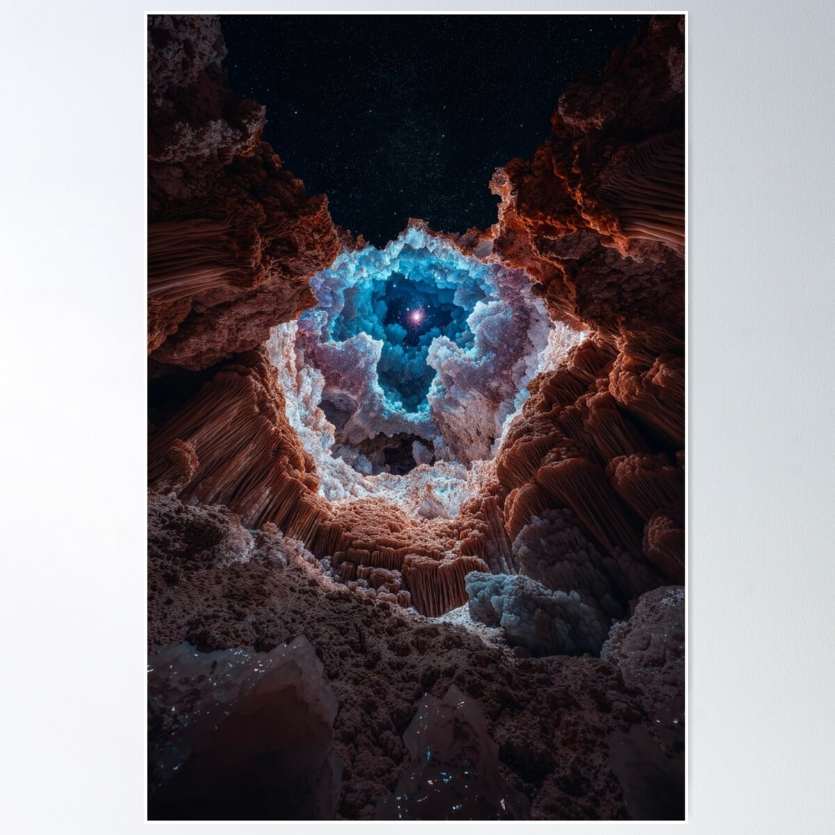 Crystal Cosmos Cavern Poster Wall Art, Modern Wall Decor For Living ...