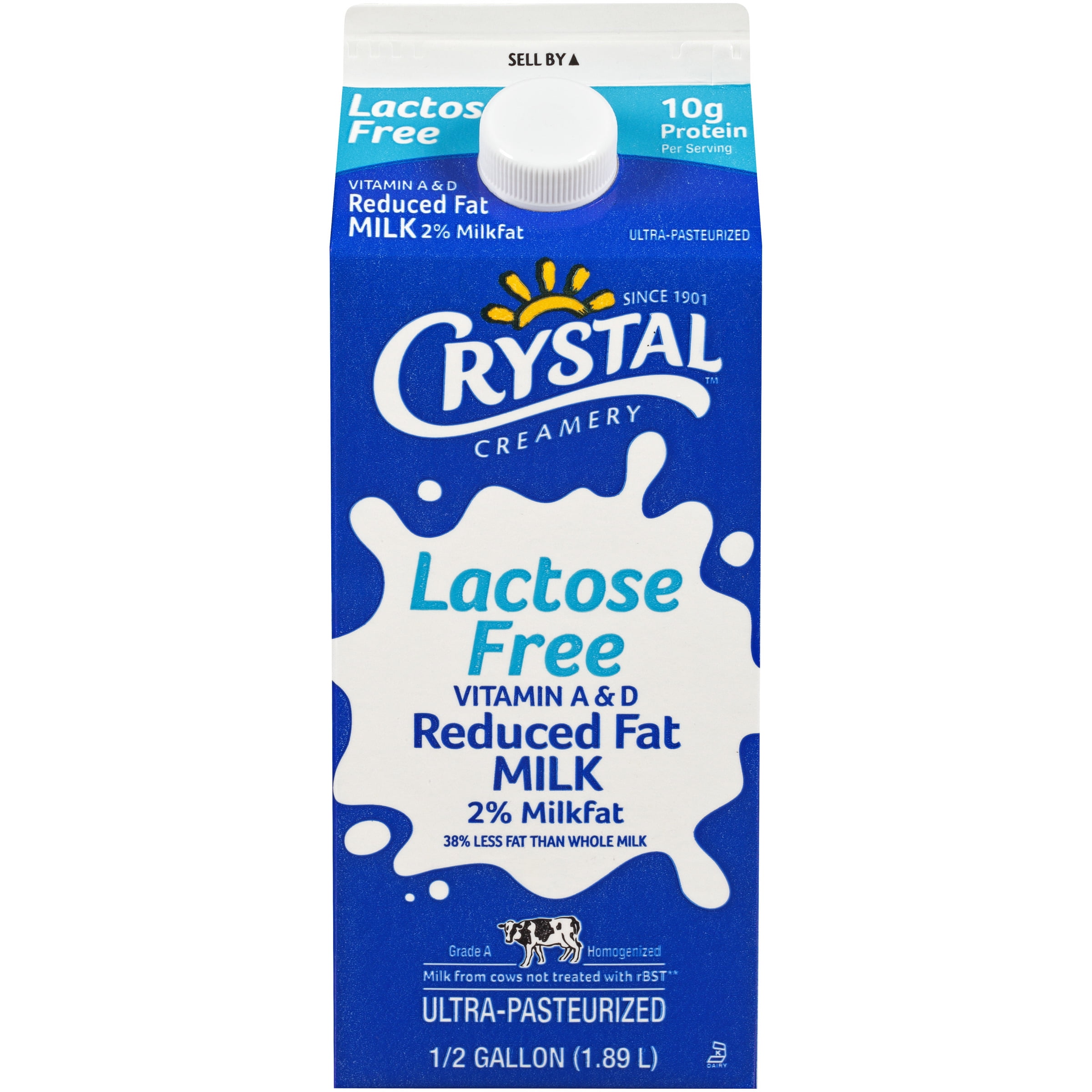 Crystal Creamery Lactose Free Reduced Fat Milk with Vitamin A & D, 0.5 ...
