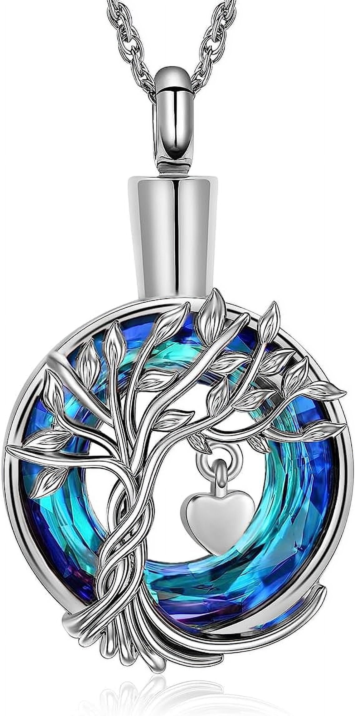 Crystal Cremation Jewelry Tree of Life Urn Necklace for Ashes with ...