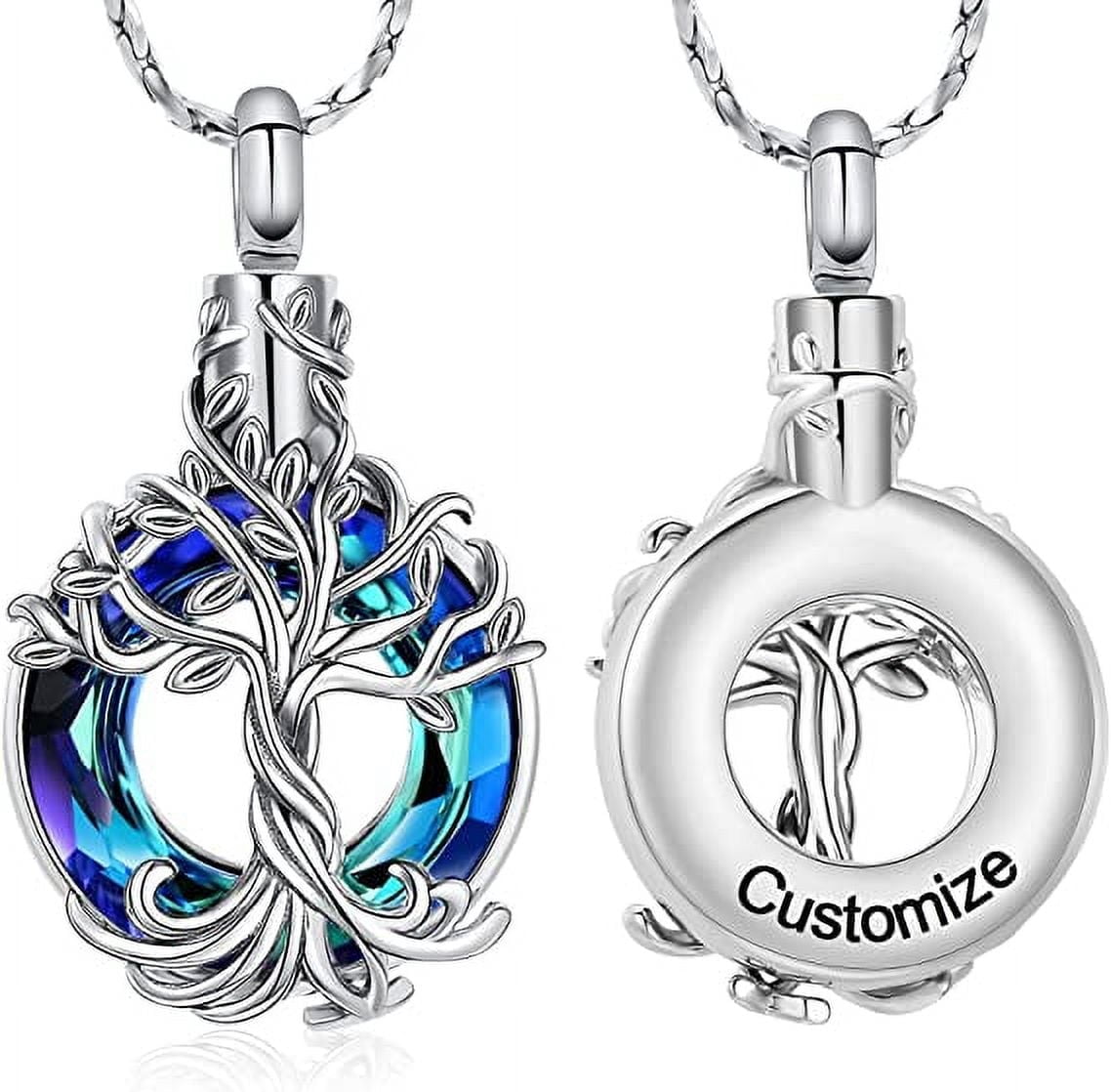 Crystal Cremation Jewelry Tree of Life Urn Necklace for Ashes with ...