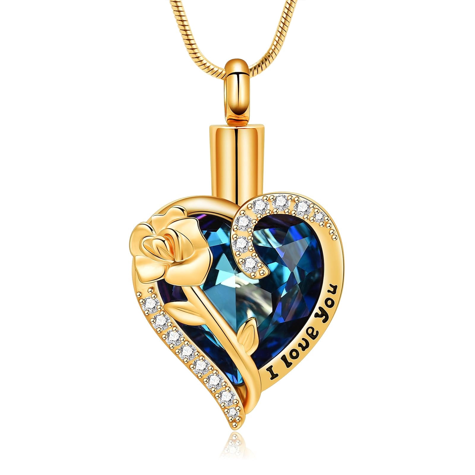 Crystal Cremation Jewelry for Ashes Rose Flower Urn Necklace for Ashes ...