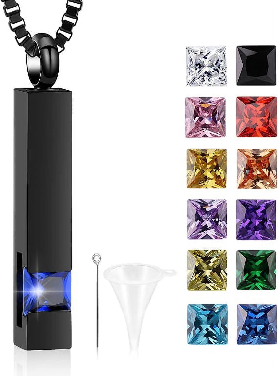 Crystal Cremation Urn Jewelry Cube Memorial Ashes Necklace Pendant ...